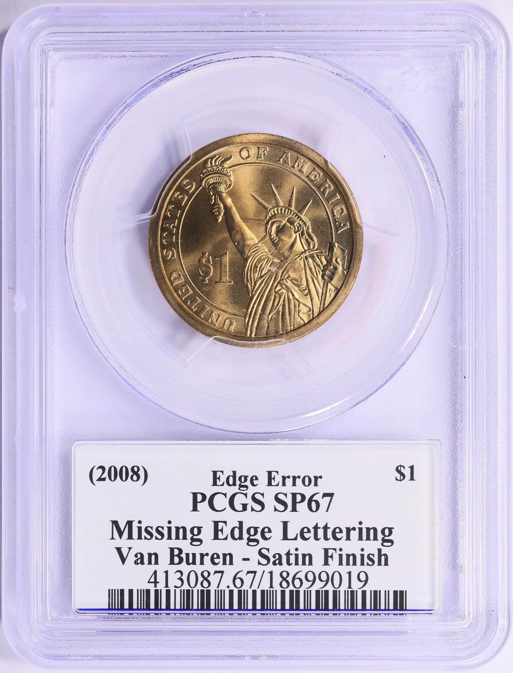 Mint Error (2008) Presidential Dollar Martin Van Buren - Satin Finish ...