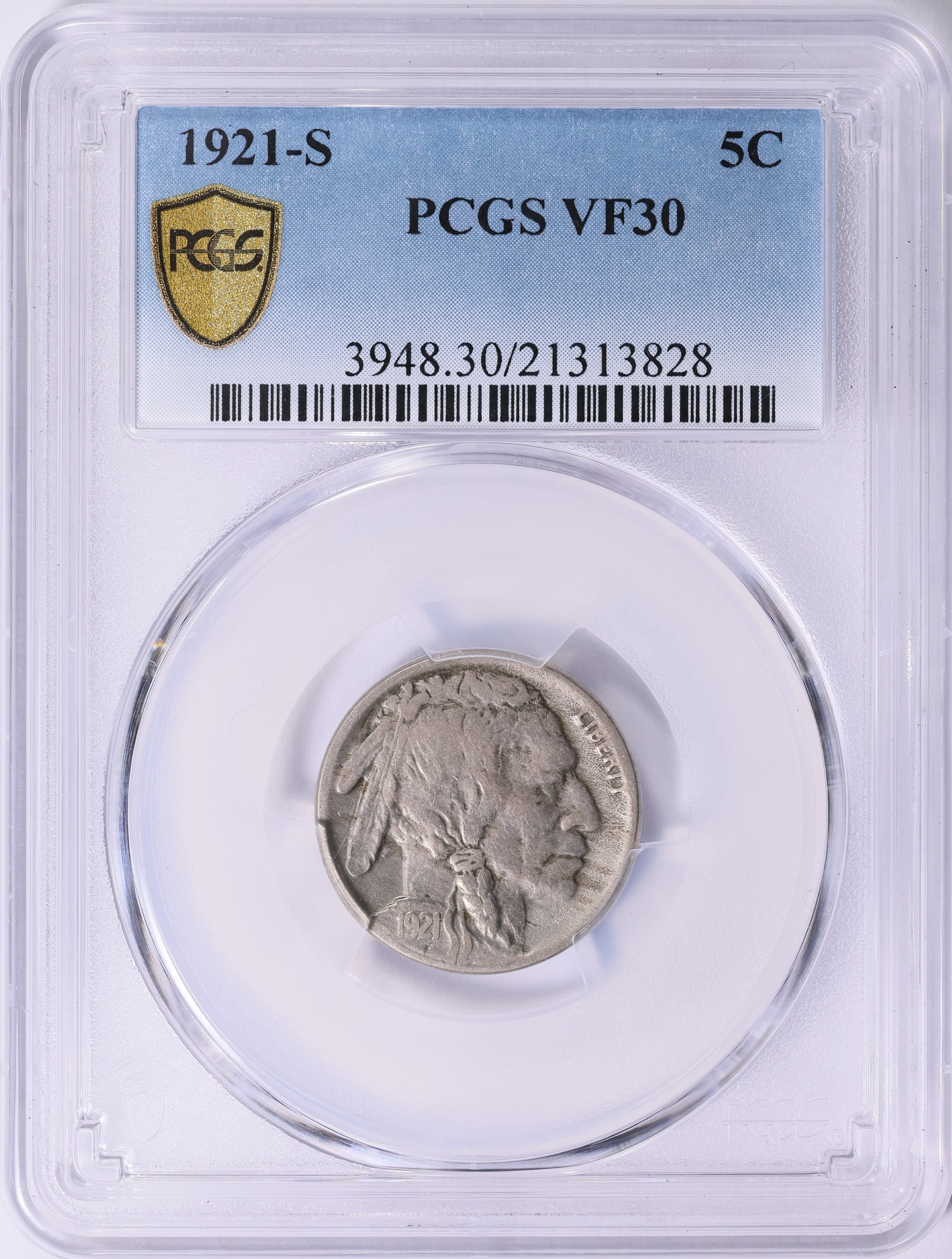 1921-S Buffalo Nickel PCGS VF-30 (Item 1880582) | GreatCollections Coin ...
