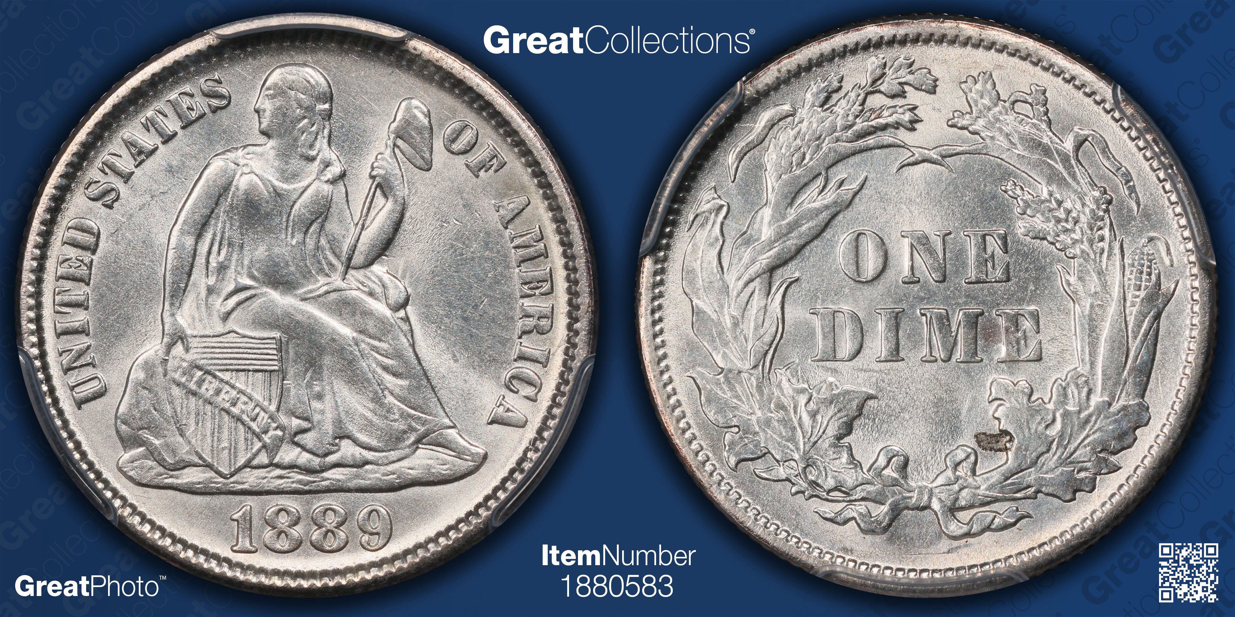 1889 Seated Liberty Dime F-126 PCGS MS-63 (Item 1880583 ...