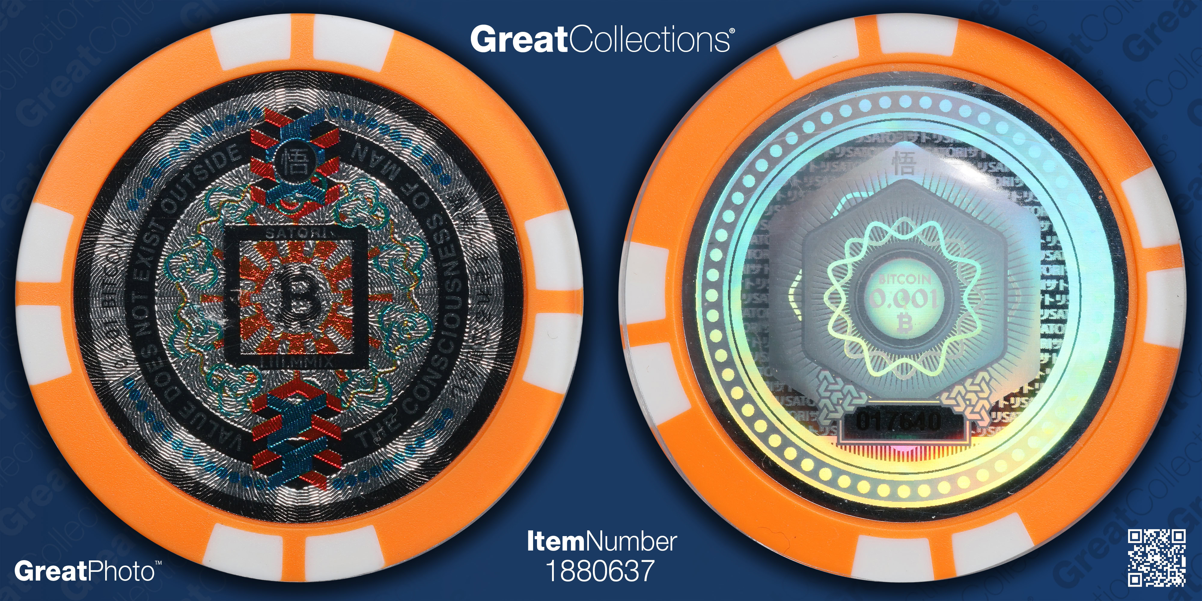 (No Date) 0.001 BTC Satori Orange Chip Pre-Fork Token PCGS MS-70 (Item ...