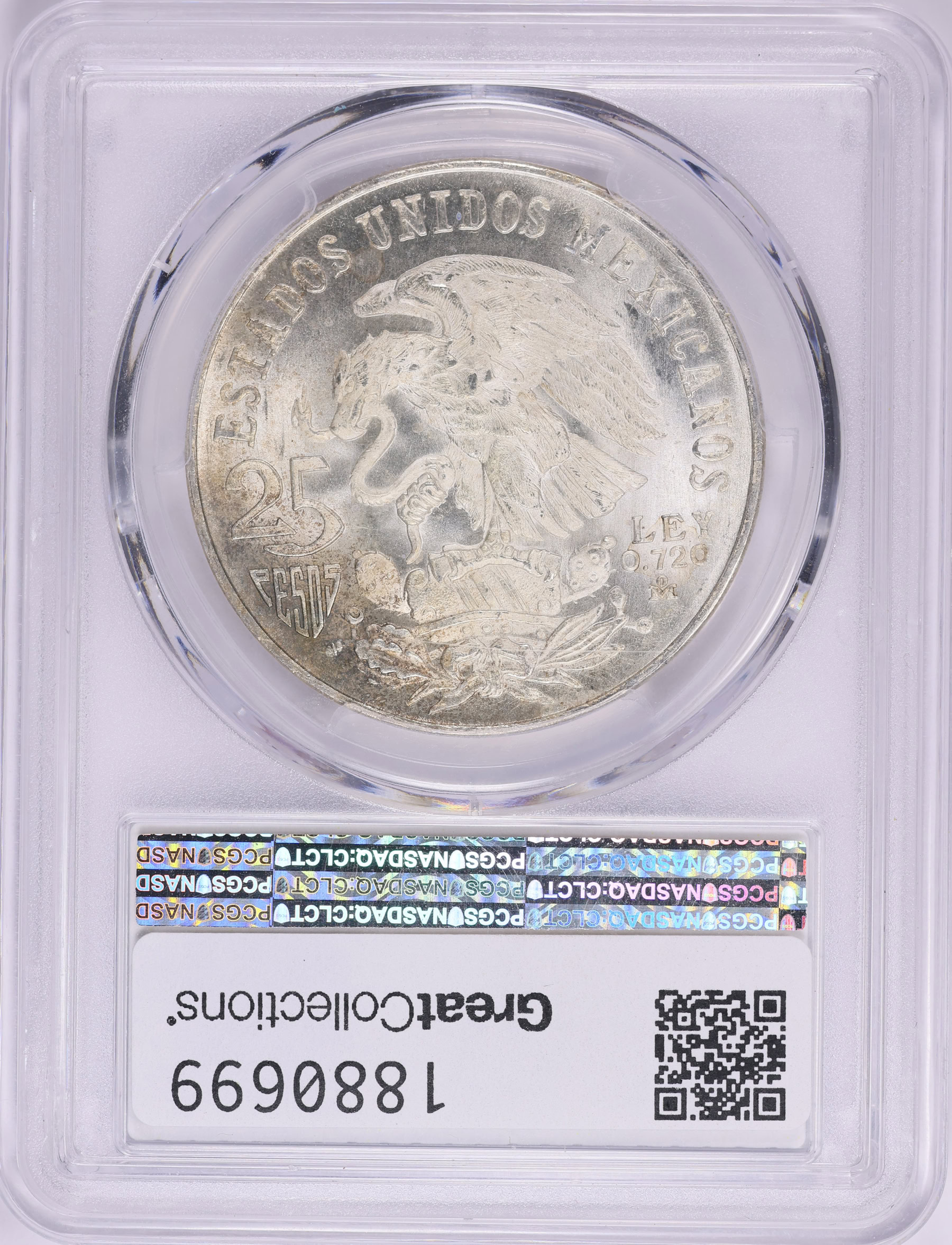 Mexico 1968-Mo Silver 25 Pesos Olympics Type 1 KM-479.1 PCGS MS-65 ...