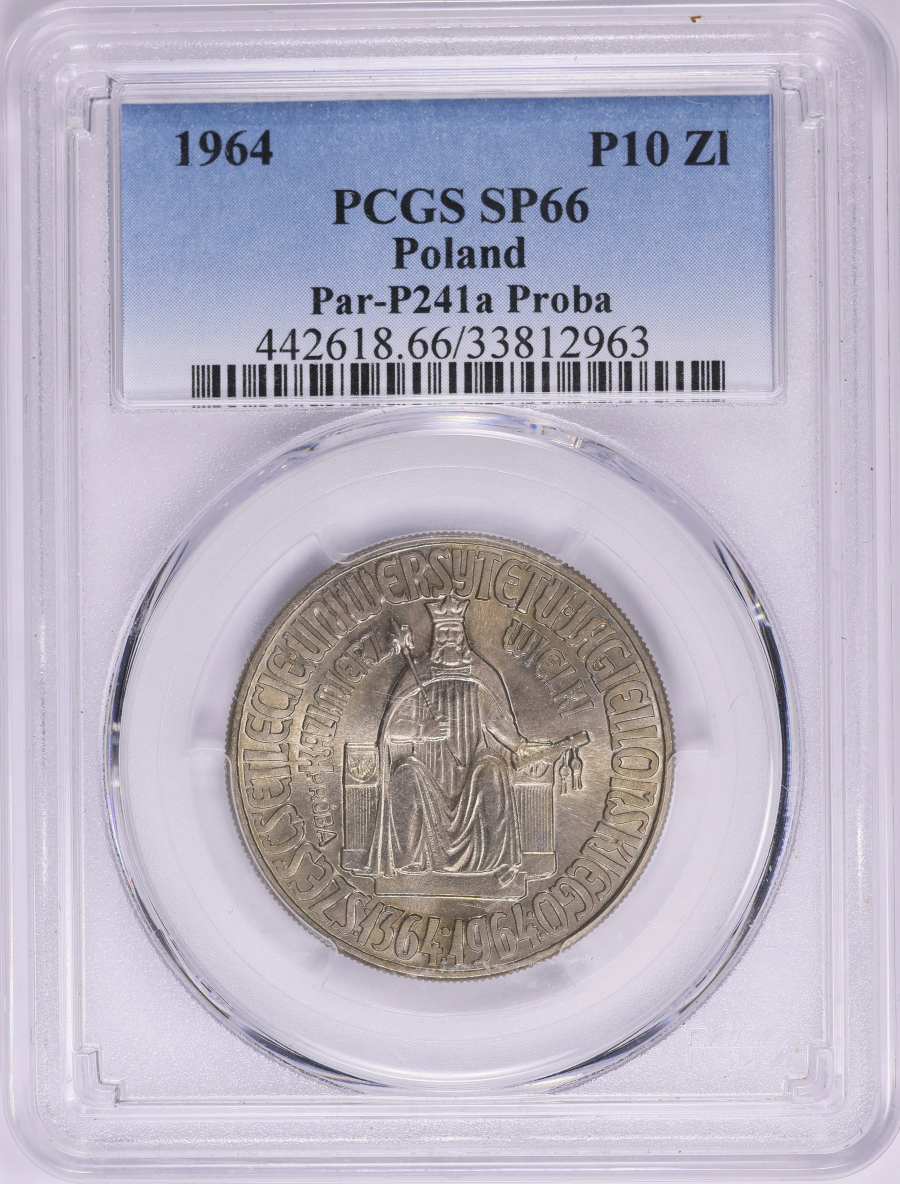 Poland 1964 10 Zlotych Proba KM-Pr99 PCGS SP-66 (Item 1880702) | GreatCollections Coin Auctions
