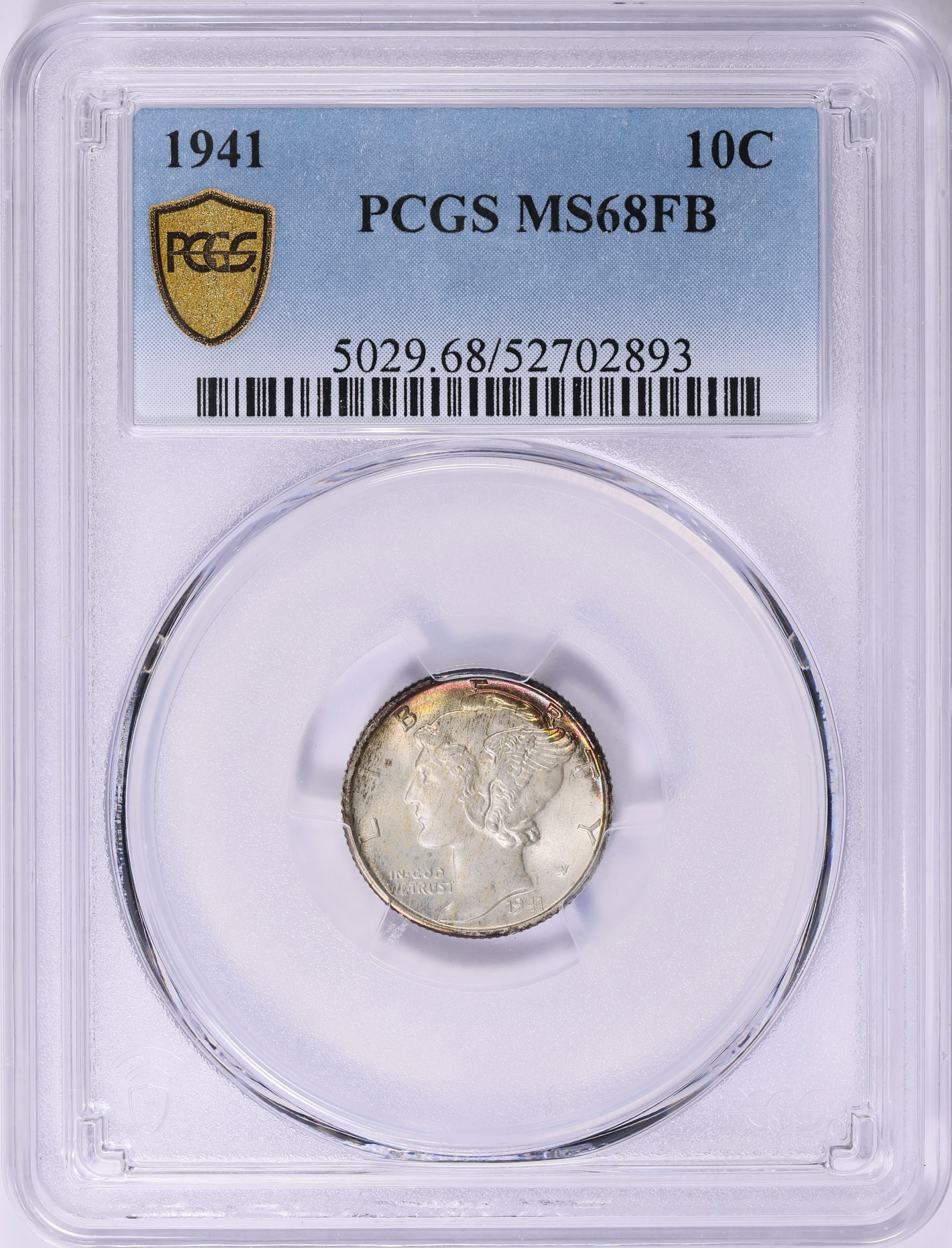 1941 Mercury Dime PCGS MS-68 FB (Toned) (Item 1880779) | GreatCollections Coin Auctions