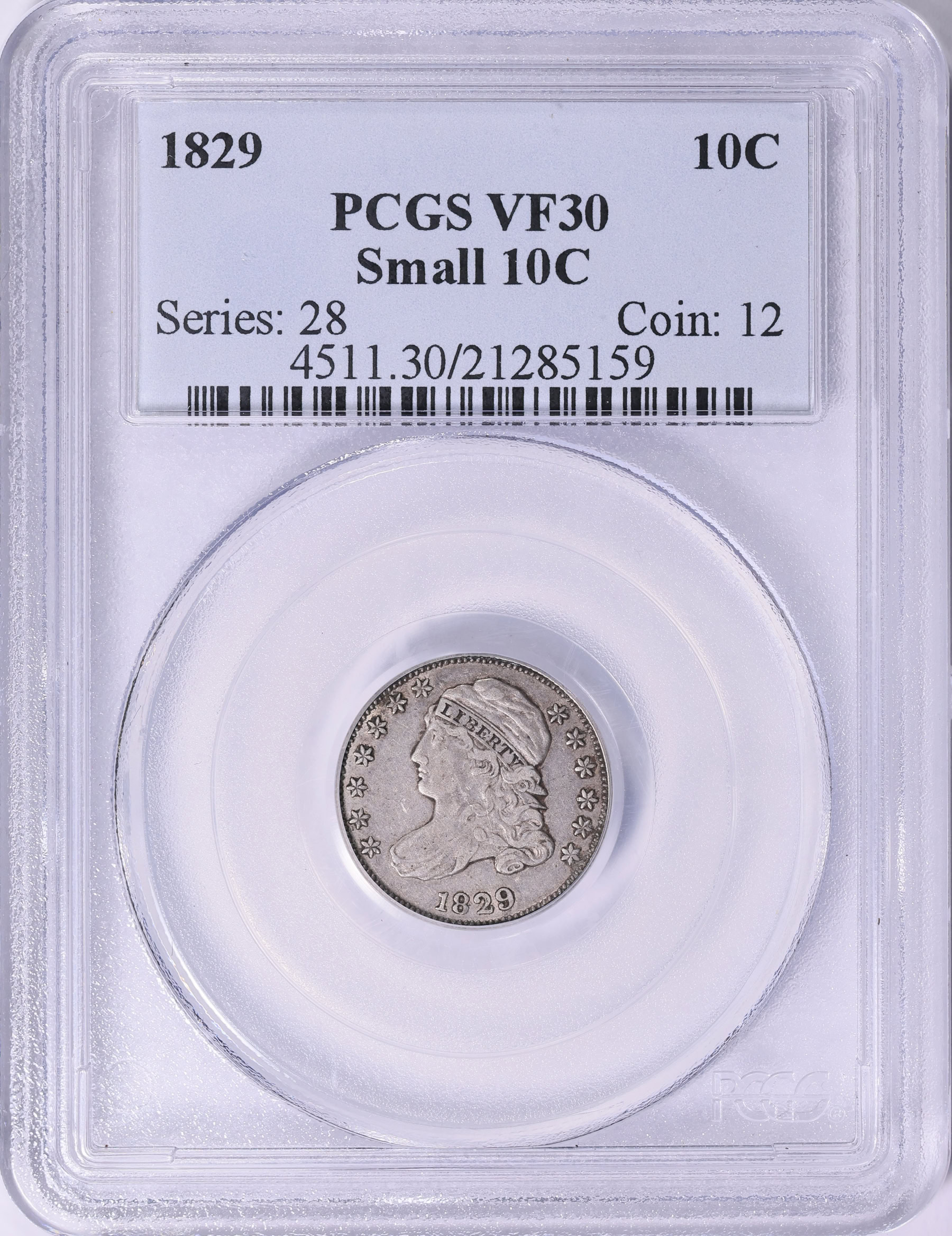 1829 Capped Bust Dime Small 10C PCGS VF-30 (Item 1880826 ...