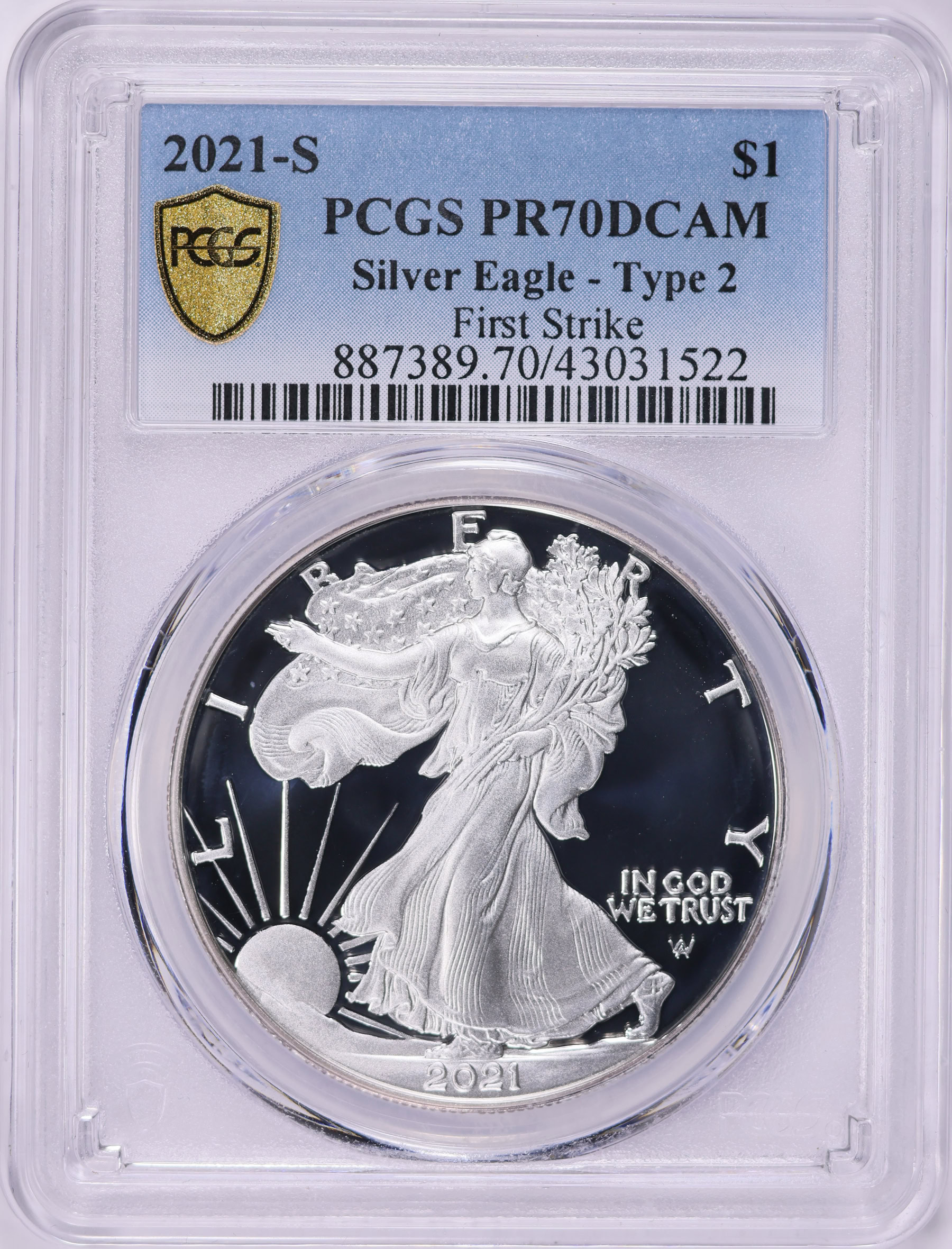 2021-S $1 Silver Eagle Type 2 First Strike PCGS Proof-70 DCAM (Item 1880835) | GreatCollections ...