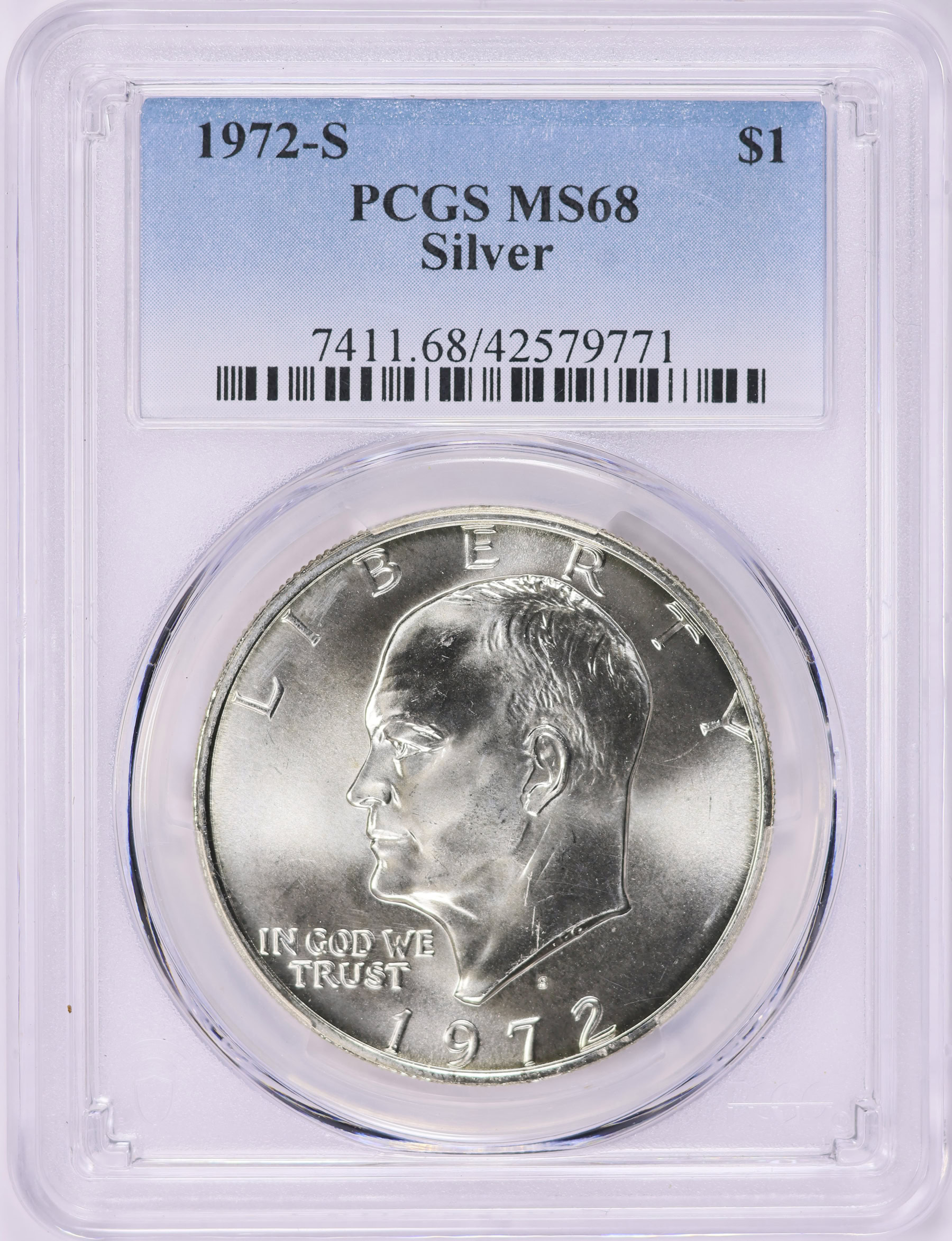 1972-S Eisenhower Dollar Silver PCGS MS-68 (Item 1880860) | GreatCollections Coin Auctions