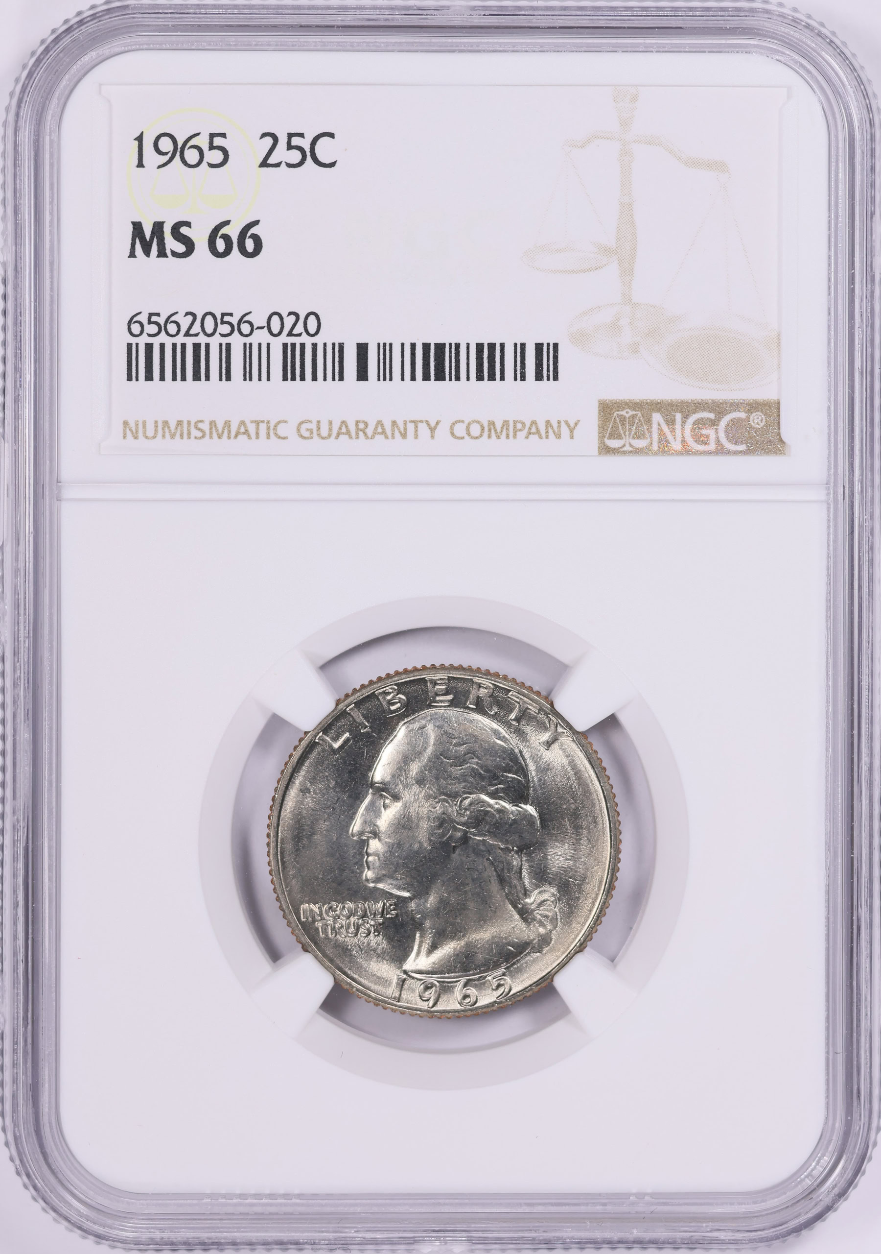 1965 Washington Quarter NGC MS-66 (Item 1880901) | GreatCollections ...