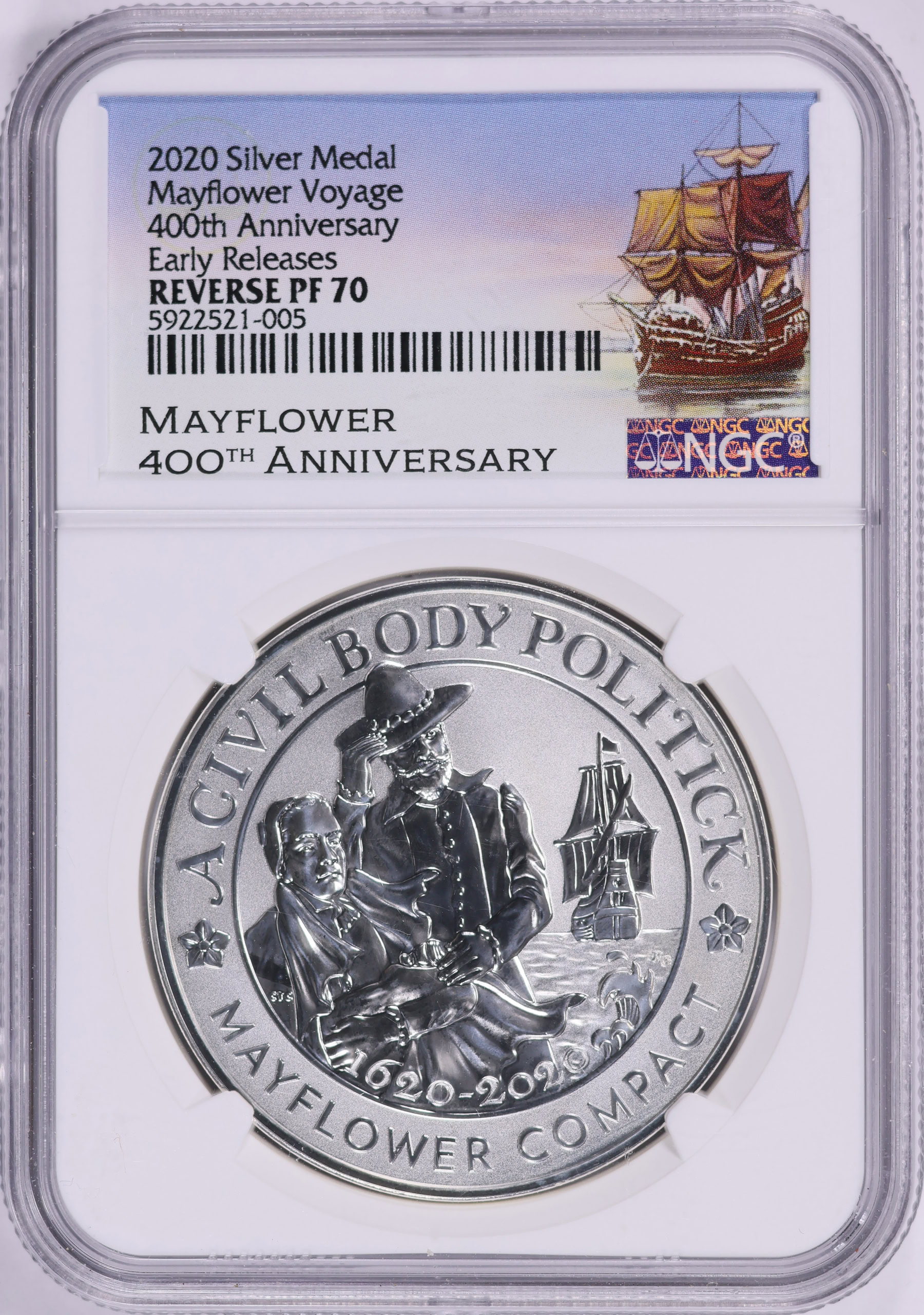 2020 U.S. Mint Medal Mayflower Voyage 400th Anniversary Silver Reverse ...