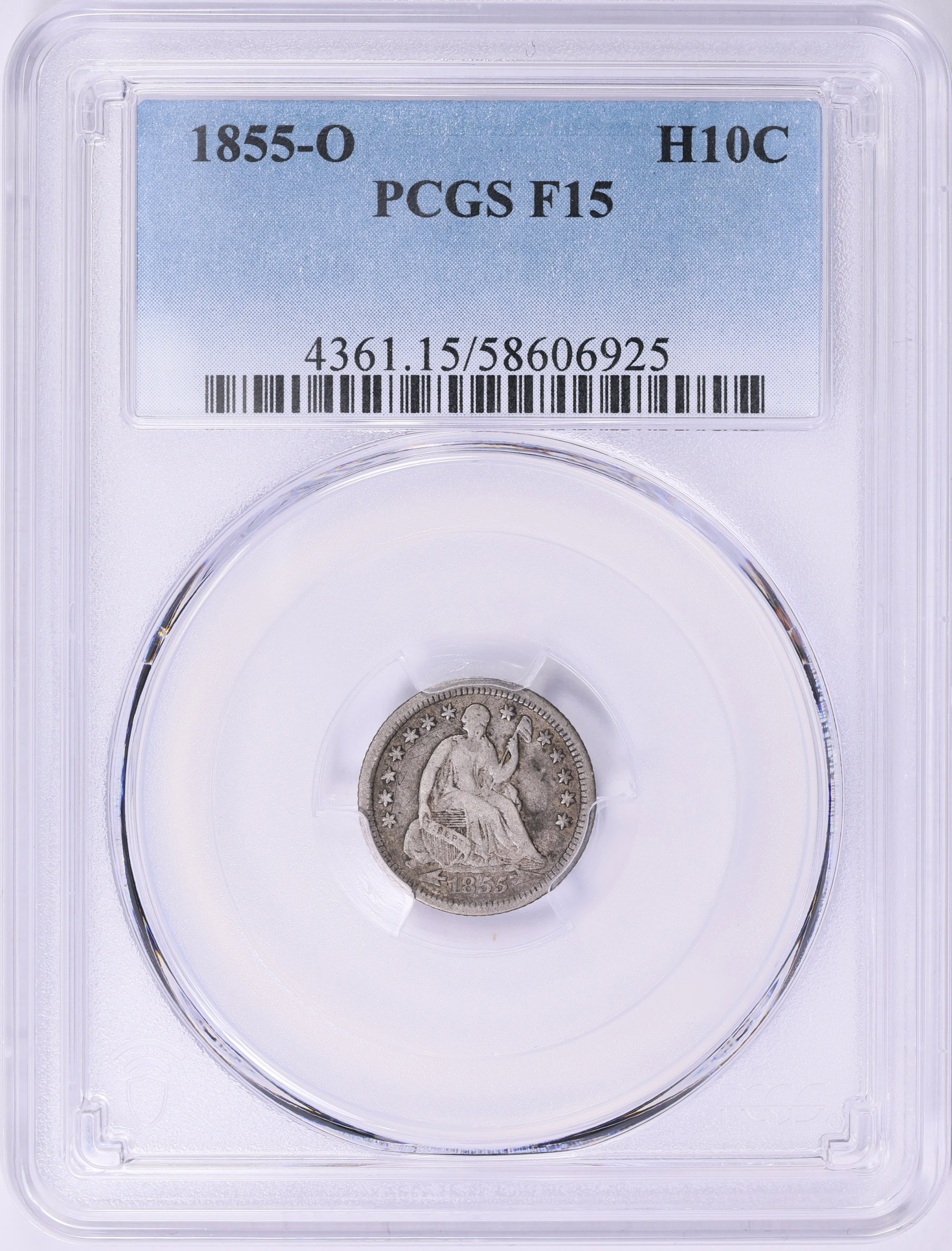 1855-O Seated Liberty Half Dime Arrows PCGS F-15 (Item 1881233) | GreatCollections Coin Auctions