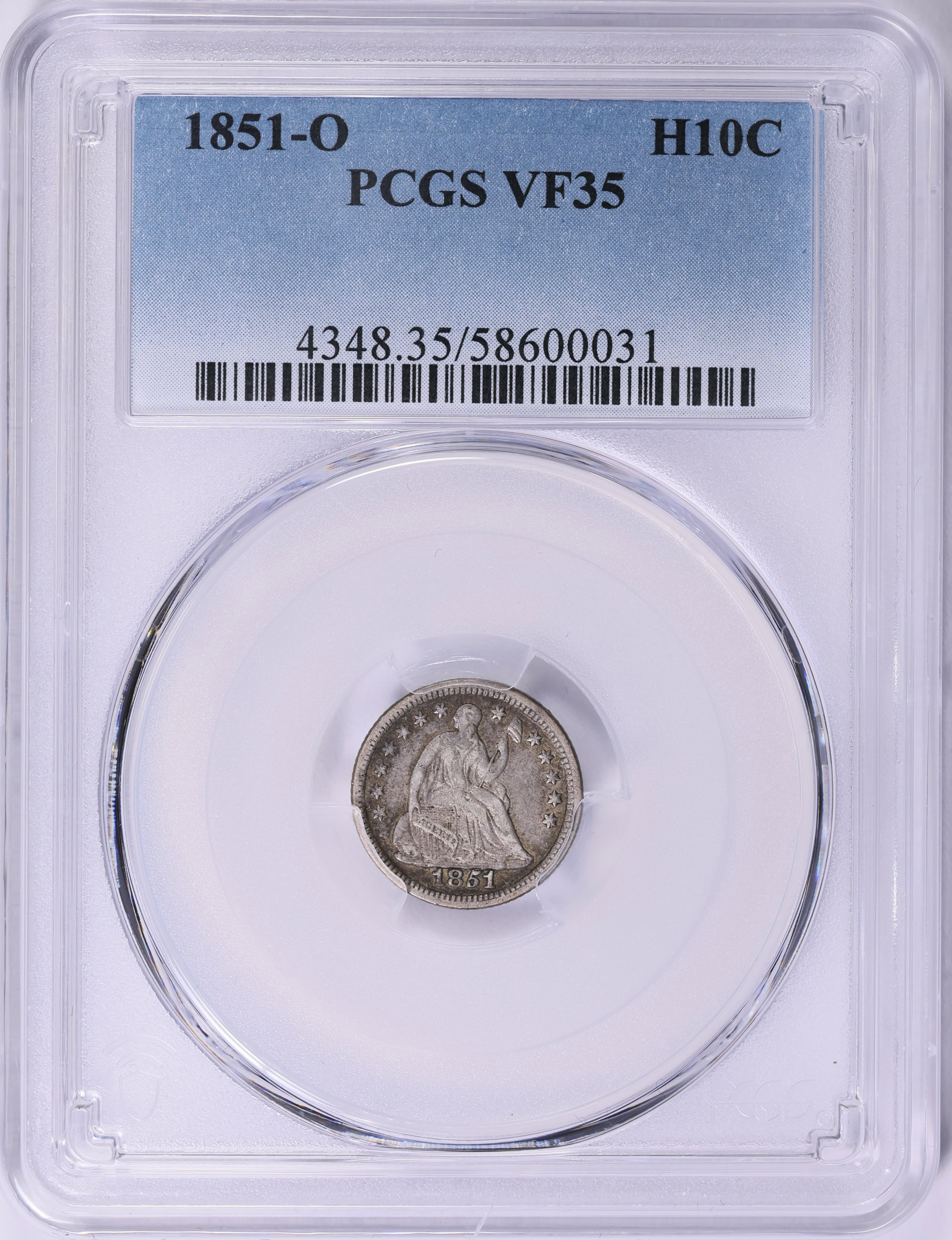 1851-O Seated Liberty Half Dime PCGS VF-35 (Item 1881267) | GreatCollections Coin Auctions
