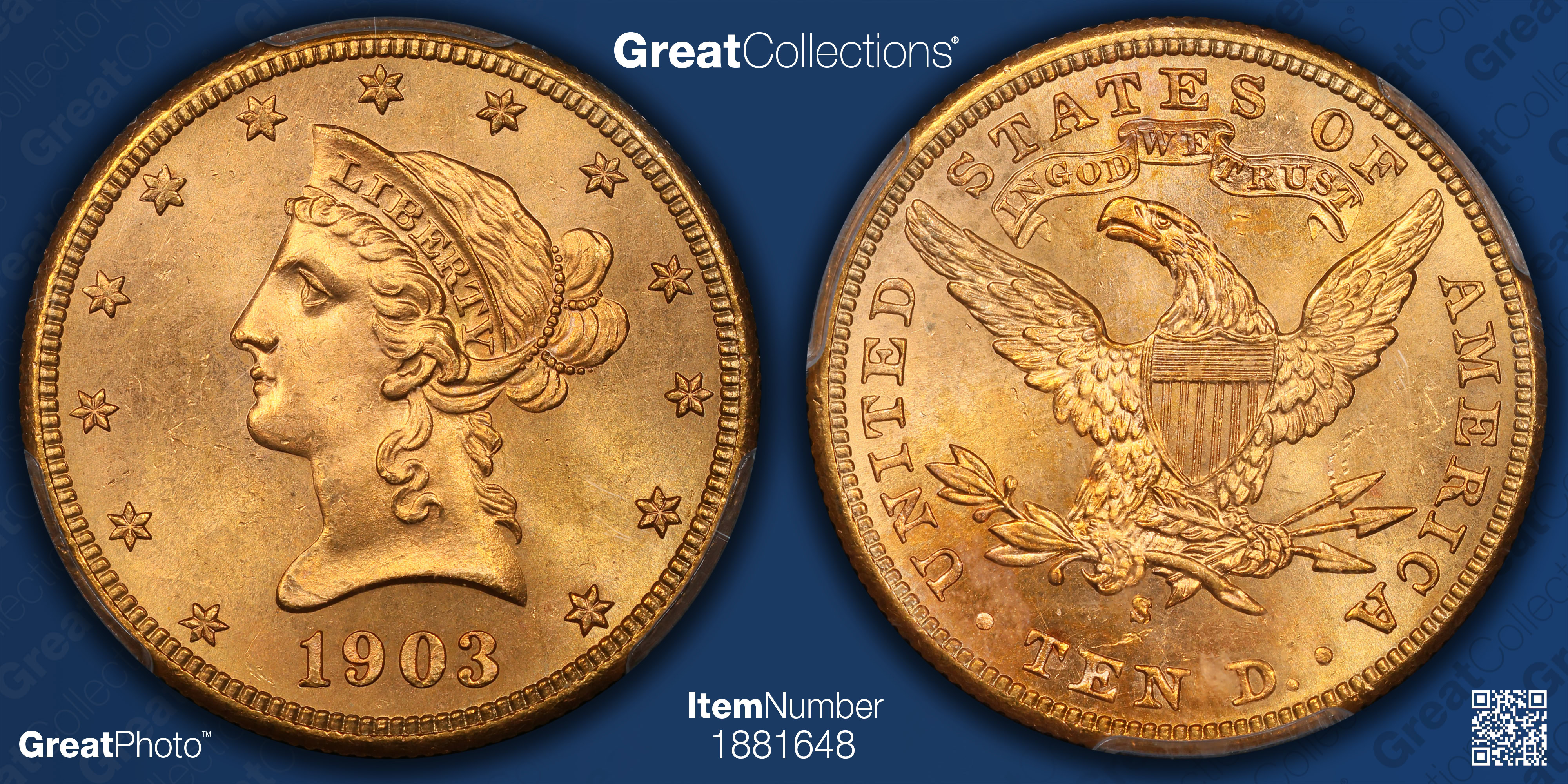 1903-S Liberty Gold Eagle PCGS MS-65 (CAC Green) (Item 1881648 ...