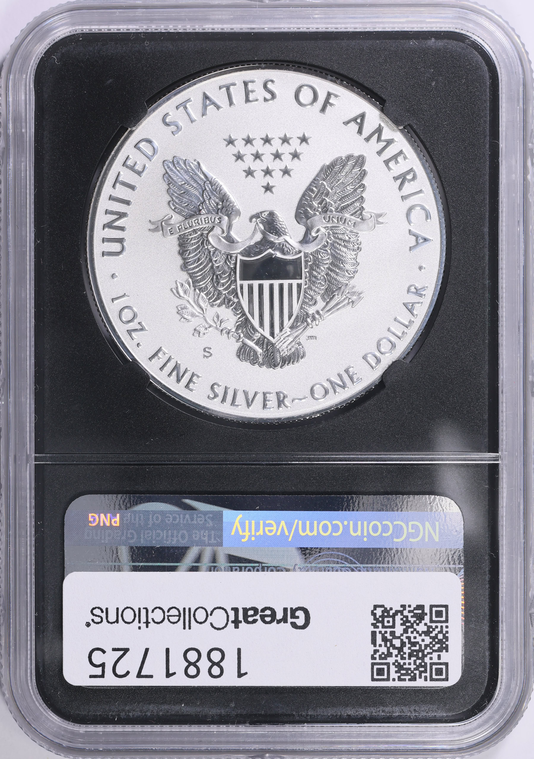 2019-S $1 Silver Eagle Enhanced Reverse Proof First Releases NGC Proof-70 (Mercanti Signed Label ...