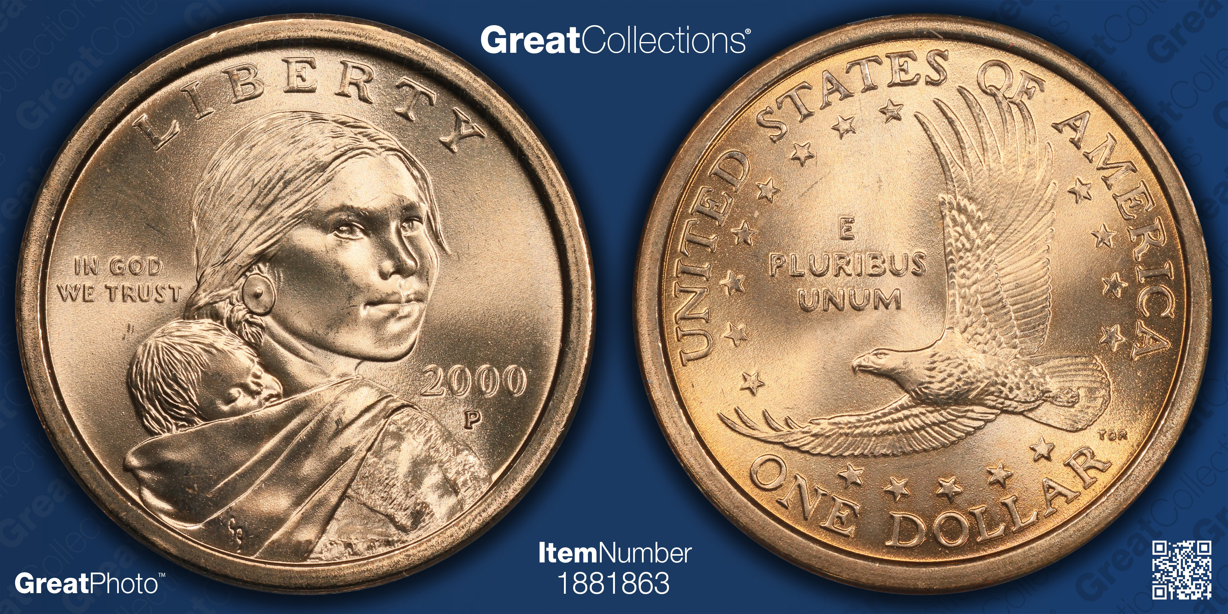 2000-P Sacagawea Dollar Wounded Eagle FS-901 Die Gouges ANACS MS-67 ...