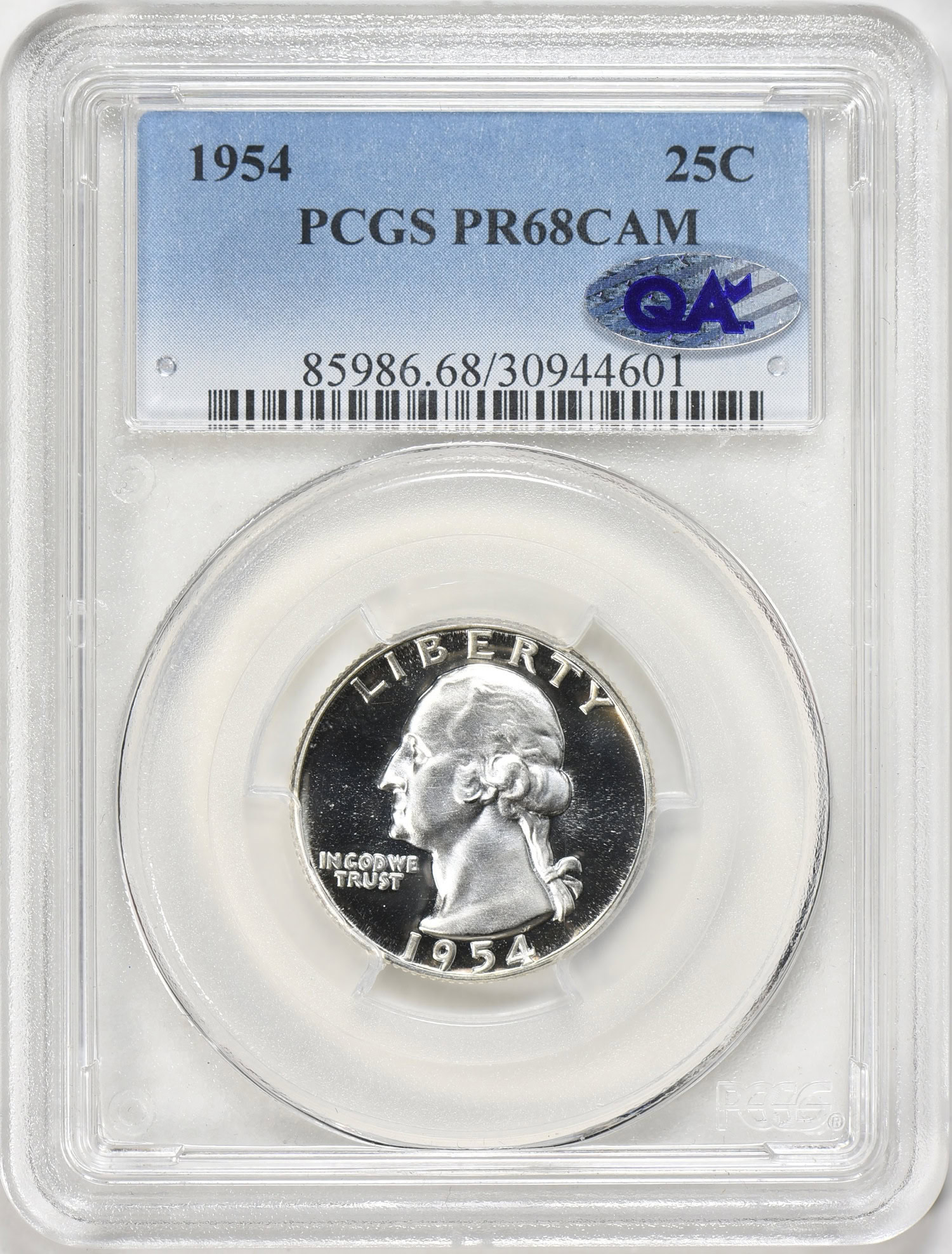 1954 Washington Quarter PCGS Proof-68 CAMEO (QA) (Item 1881879) | GreatCollections Coin Auctions