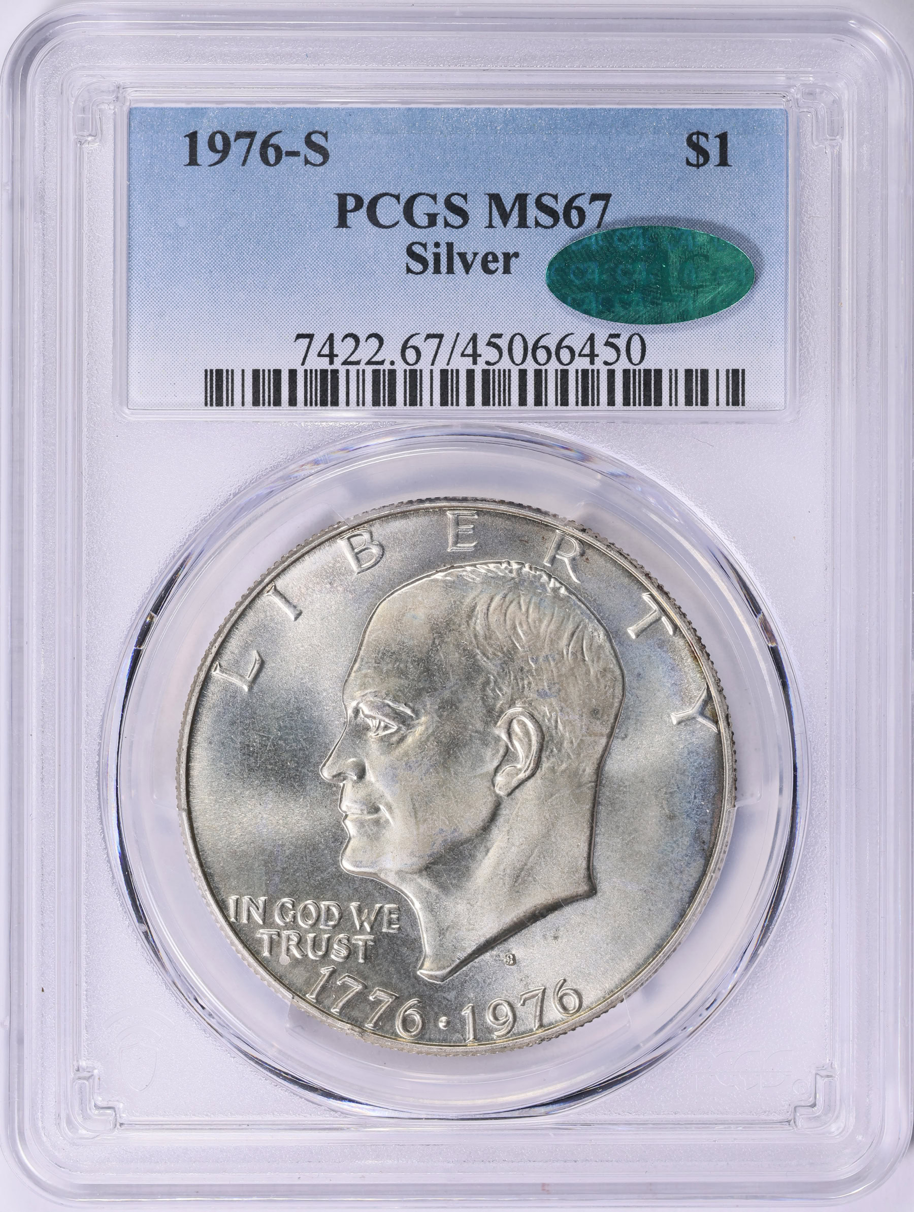 1976-S Eisenhower Dollar Silver PCGS MS-67 (CAC Green) (Item 1882106) | GreatCollections Coin ...