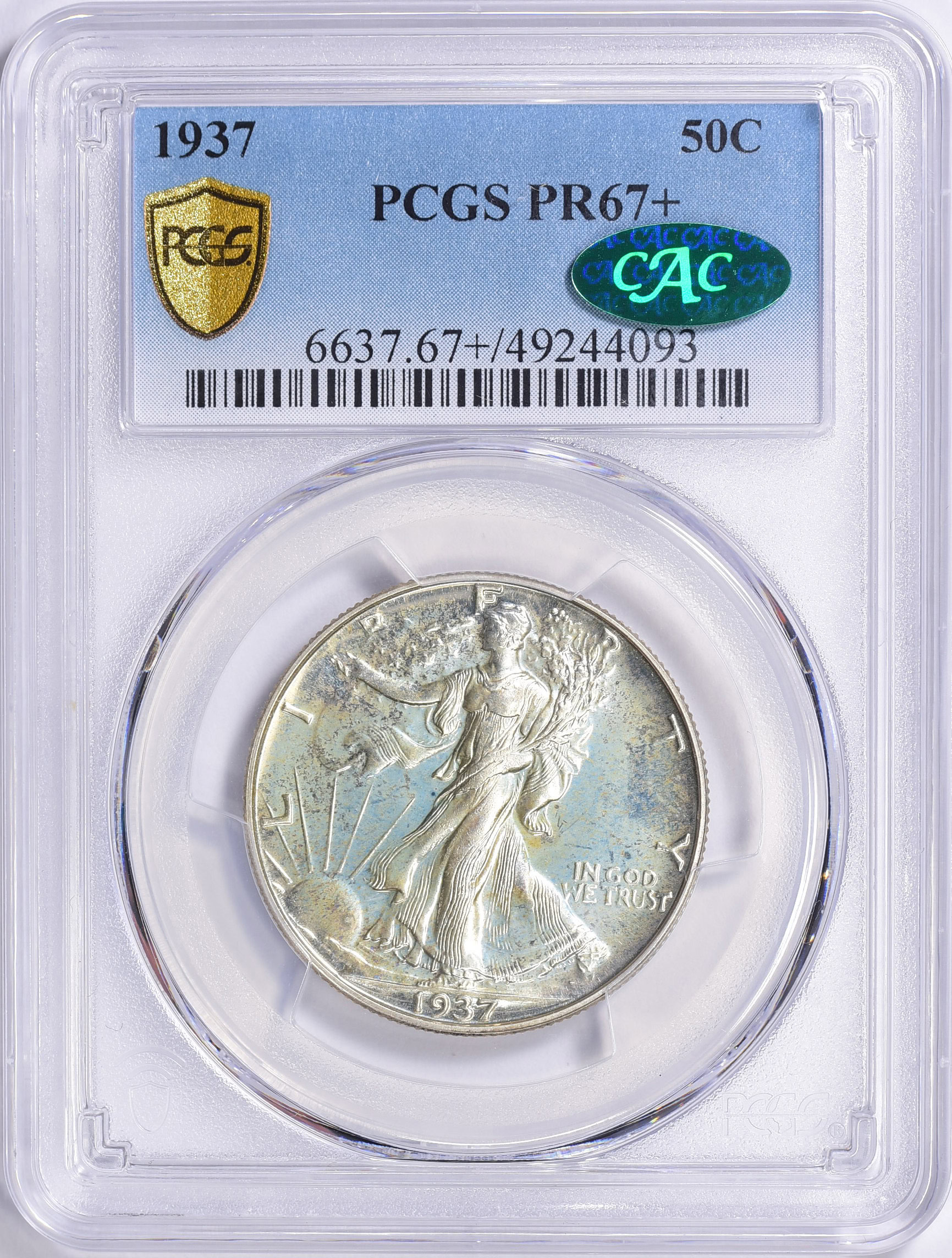 1937 Walking Liberty Half Dollar PCGS Proof-67+ (CAC Green) (Item 1882123) | GreatCollections ...