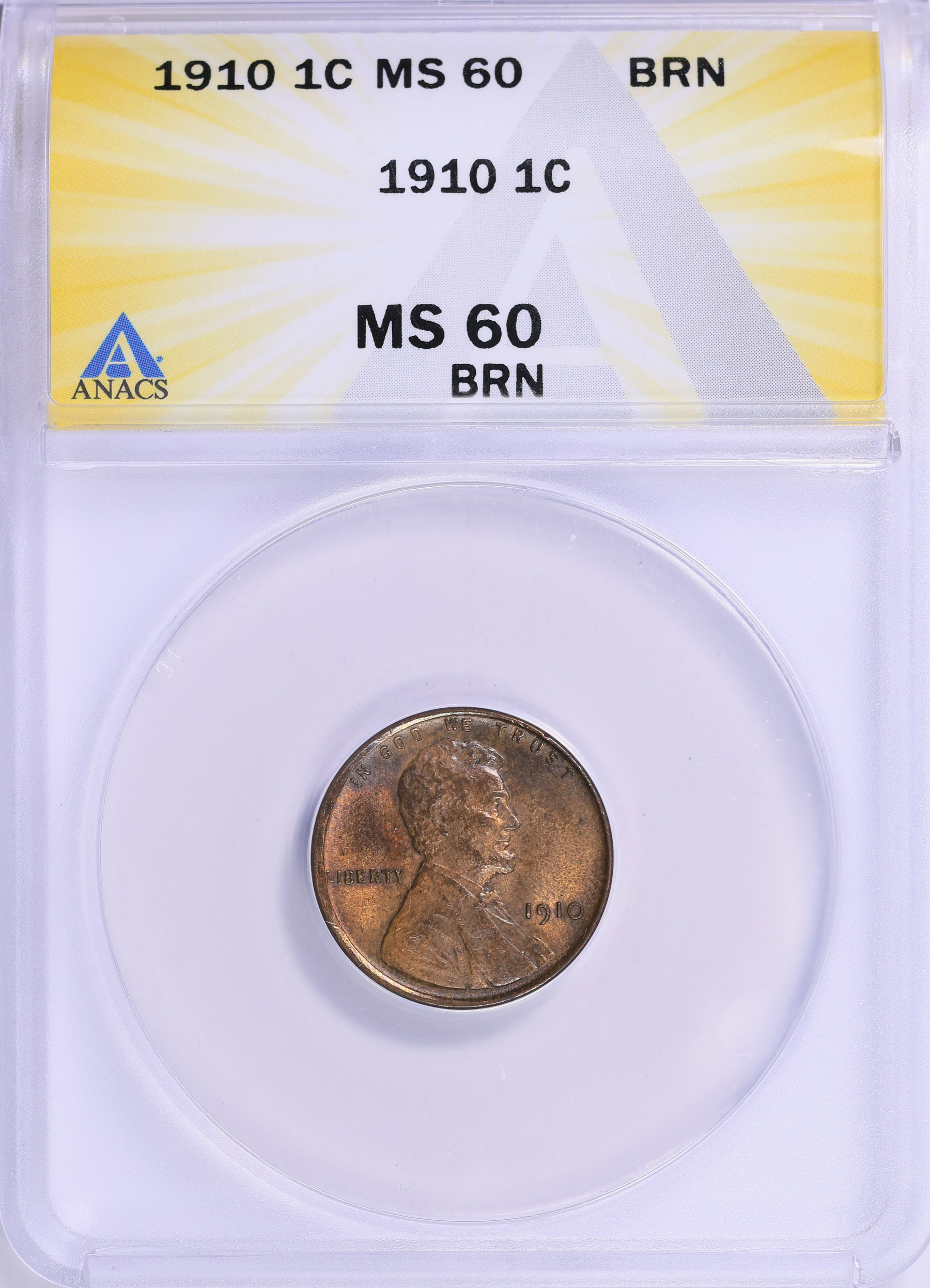 1910 Lincoln Cent ANACS MS-60 BN (Item 1882194) | GreatCollections Coin ...