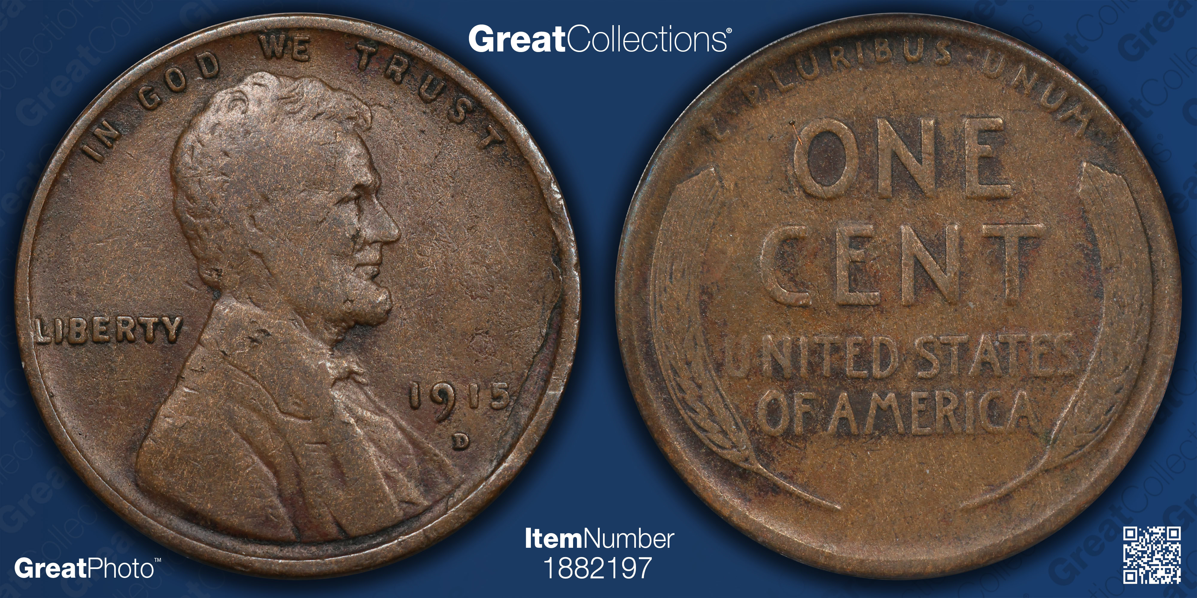 Mint Error 1915-D Lincoln Cent Obverse Lamination ANACS F-15 | ANACS ...