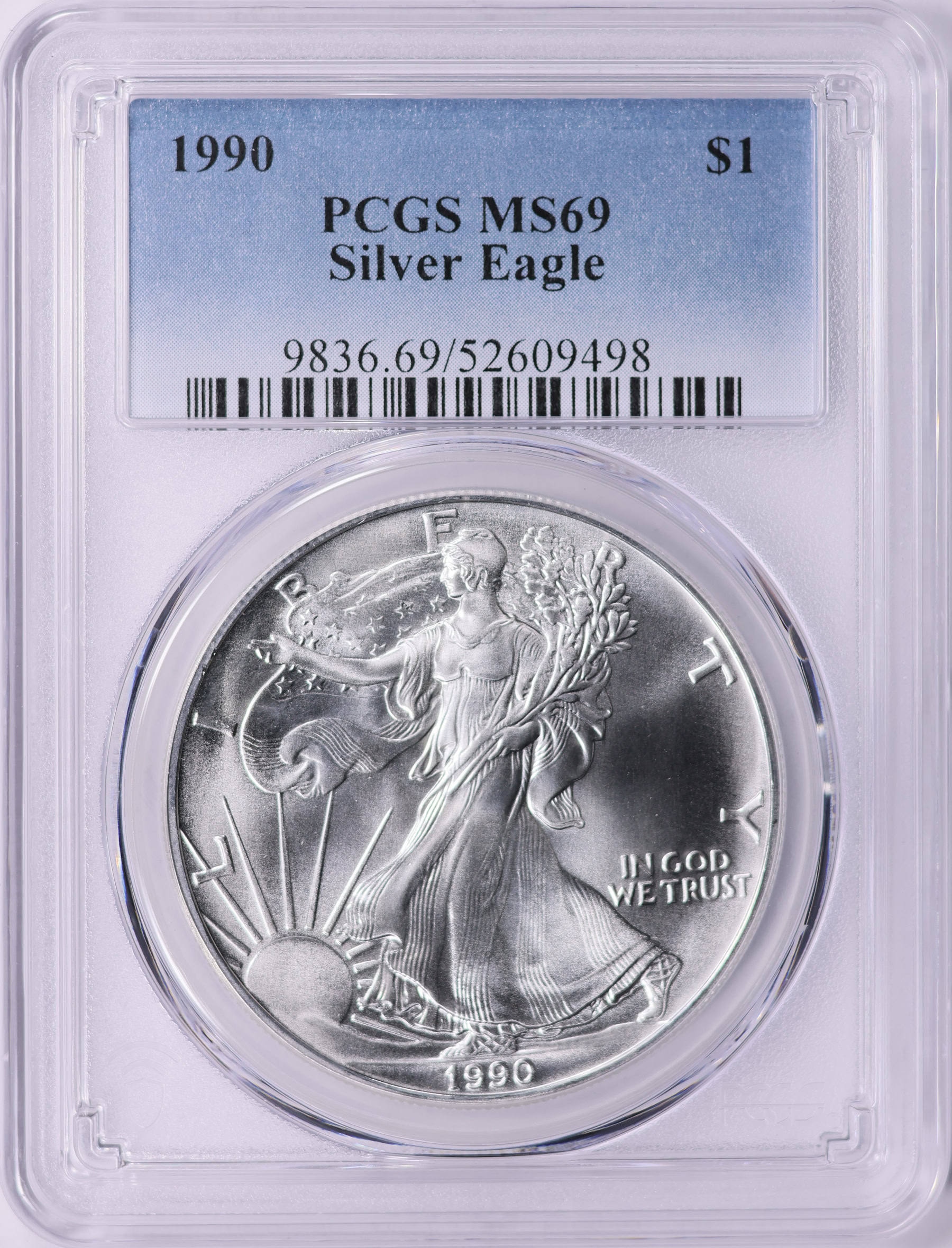 1990 $1 Silver Eagle PCGS MS-69 (Item 1882316) | GreatCollections Coin ...