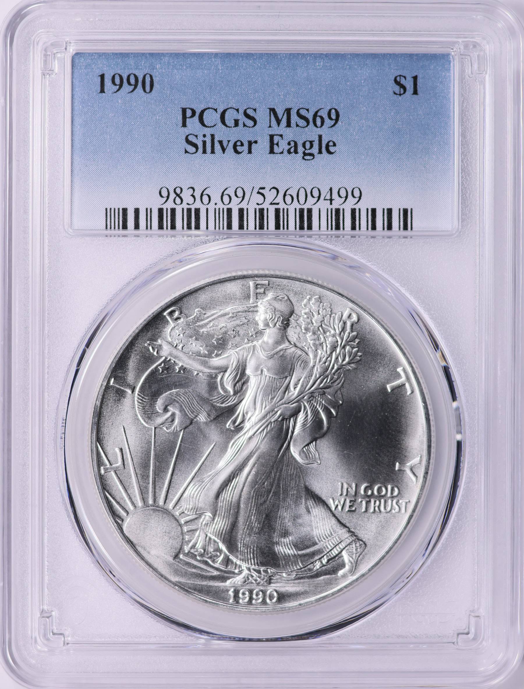 1990 $1 Silver Eagle PCGS MS-69 (Item 1882317) | GreatCollections Coin ...