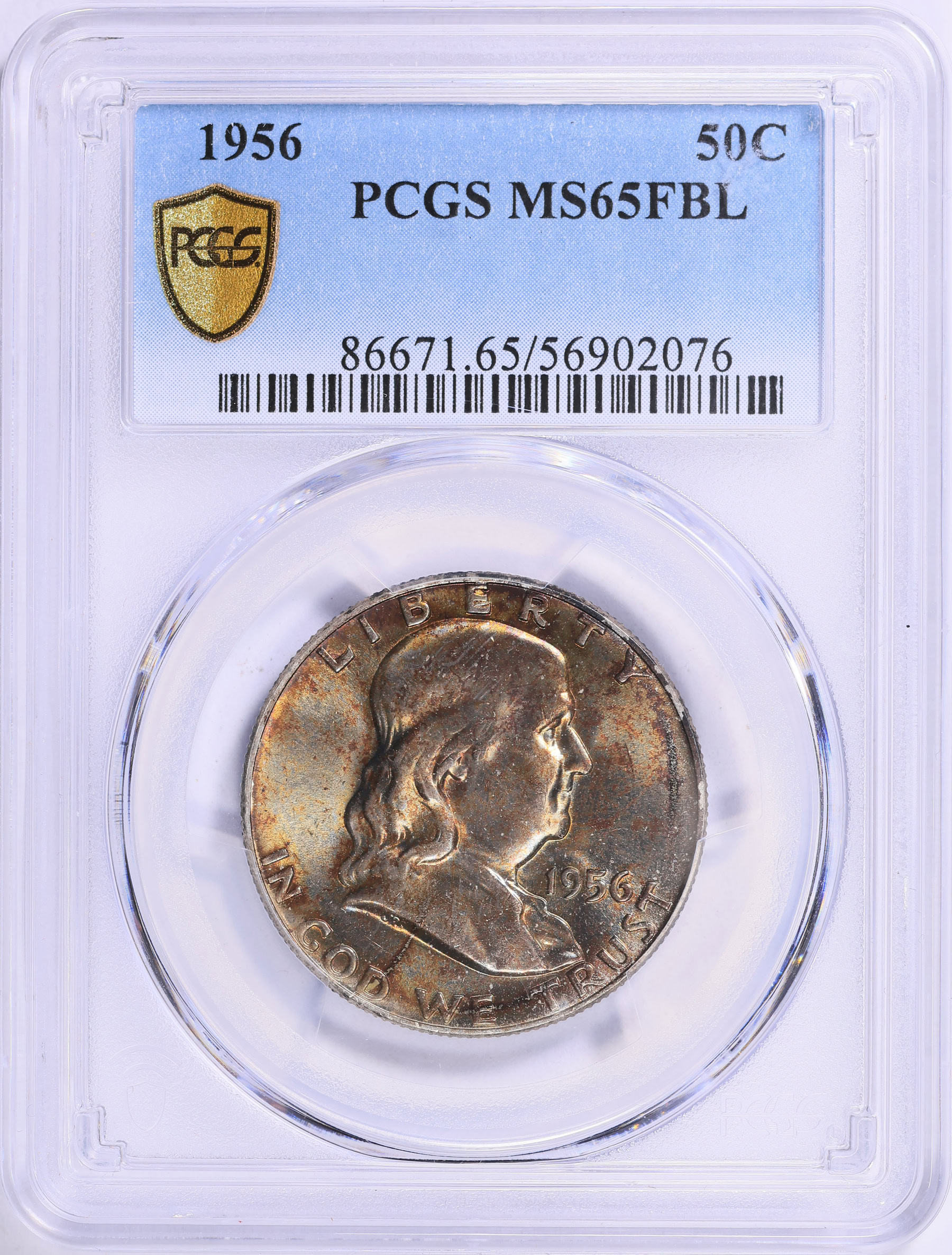1956 Franklin Half Dollar PCGS MS-65 FBL (Toned) (Item 1882348 ...