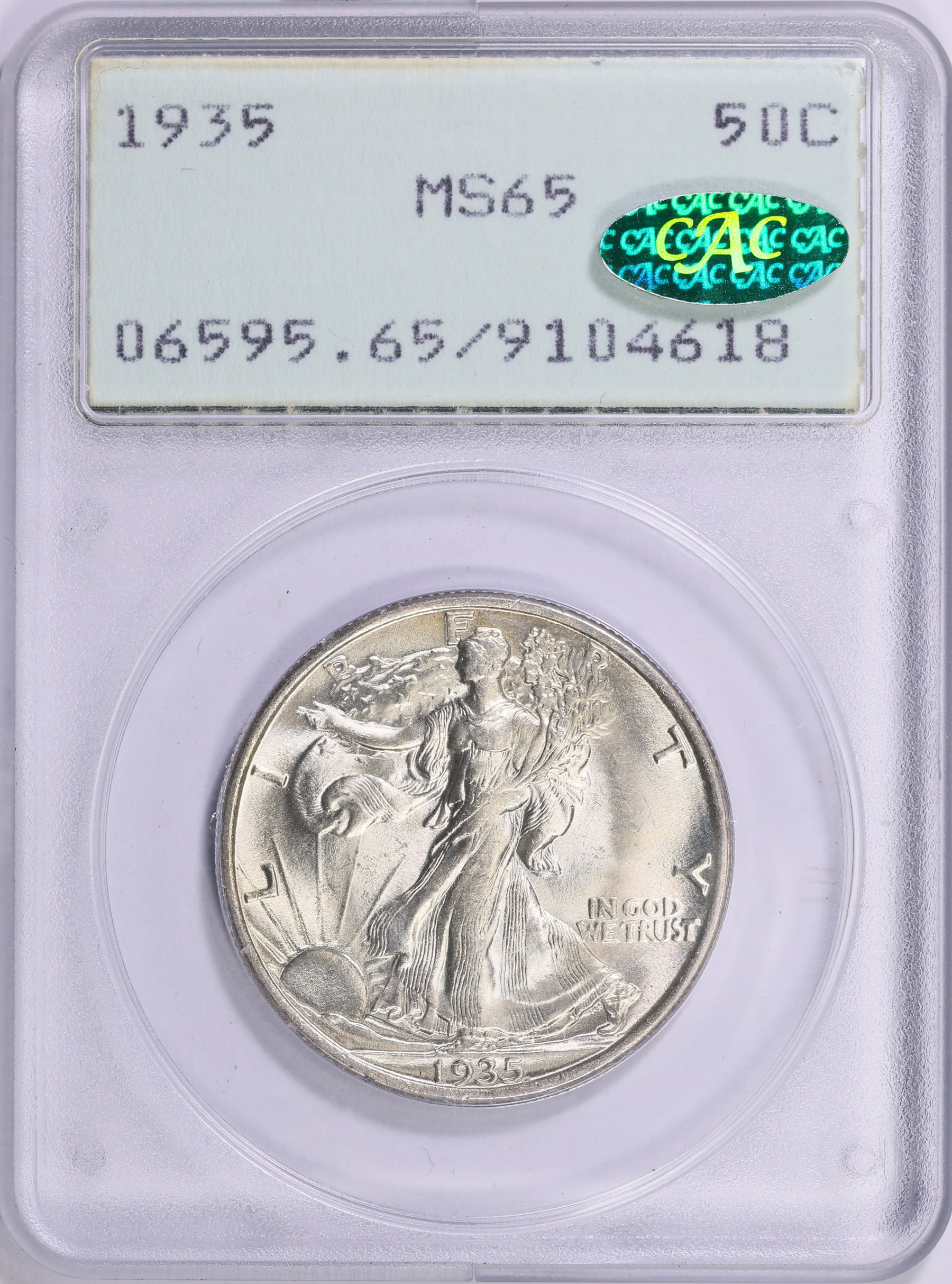1935 Walking Liberty Half Dollar PCGS MS-65 (CAC Green) OGH (1st Gen) (Item 1882411 ...