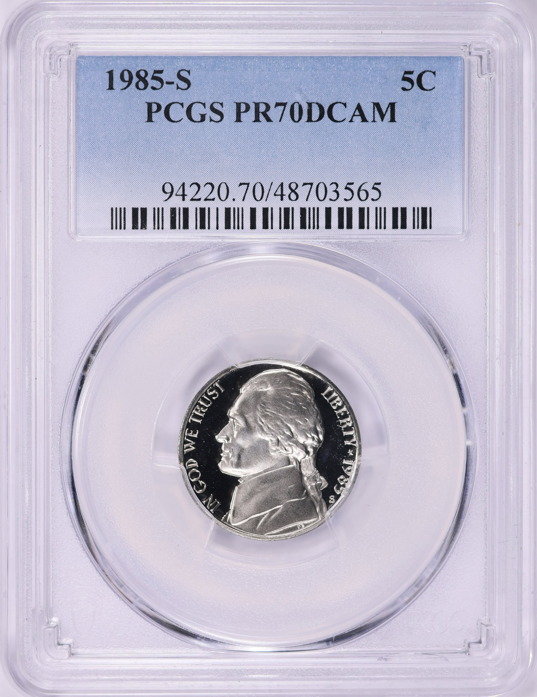 1985-S Jefferson Nickel PCGS Proof-70 DCAM (Item 1882640 ...