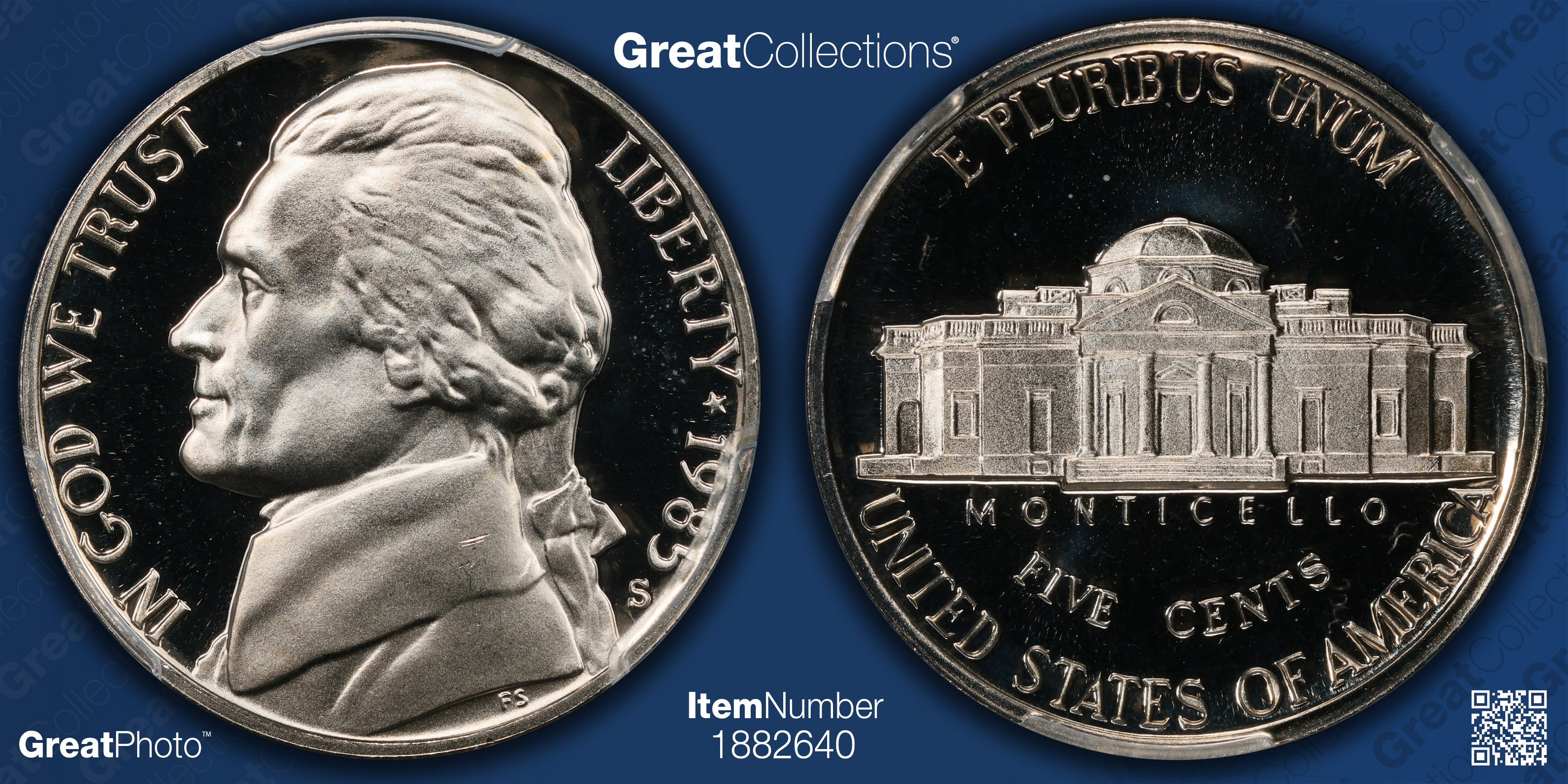 1985-S Jefferson Nickel PCGS Proof-70 DCAM (Item 1882640 ...