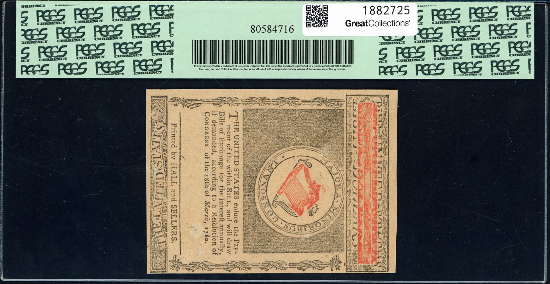 Fr. RI-288 July 2, 1780 $8 Rhode Island Colonial Note PCGS Currency Gem ...