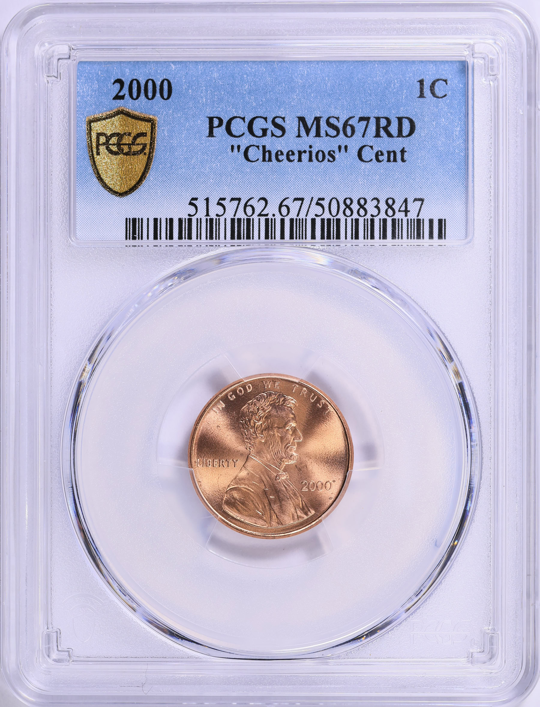 2000 Lincoln Cent From Cheerios Promotion PCGS MS-67 RD (Item 1882796) | GreatCollections Coin ...