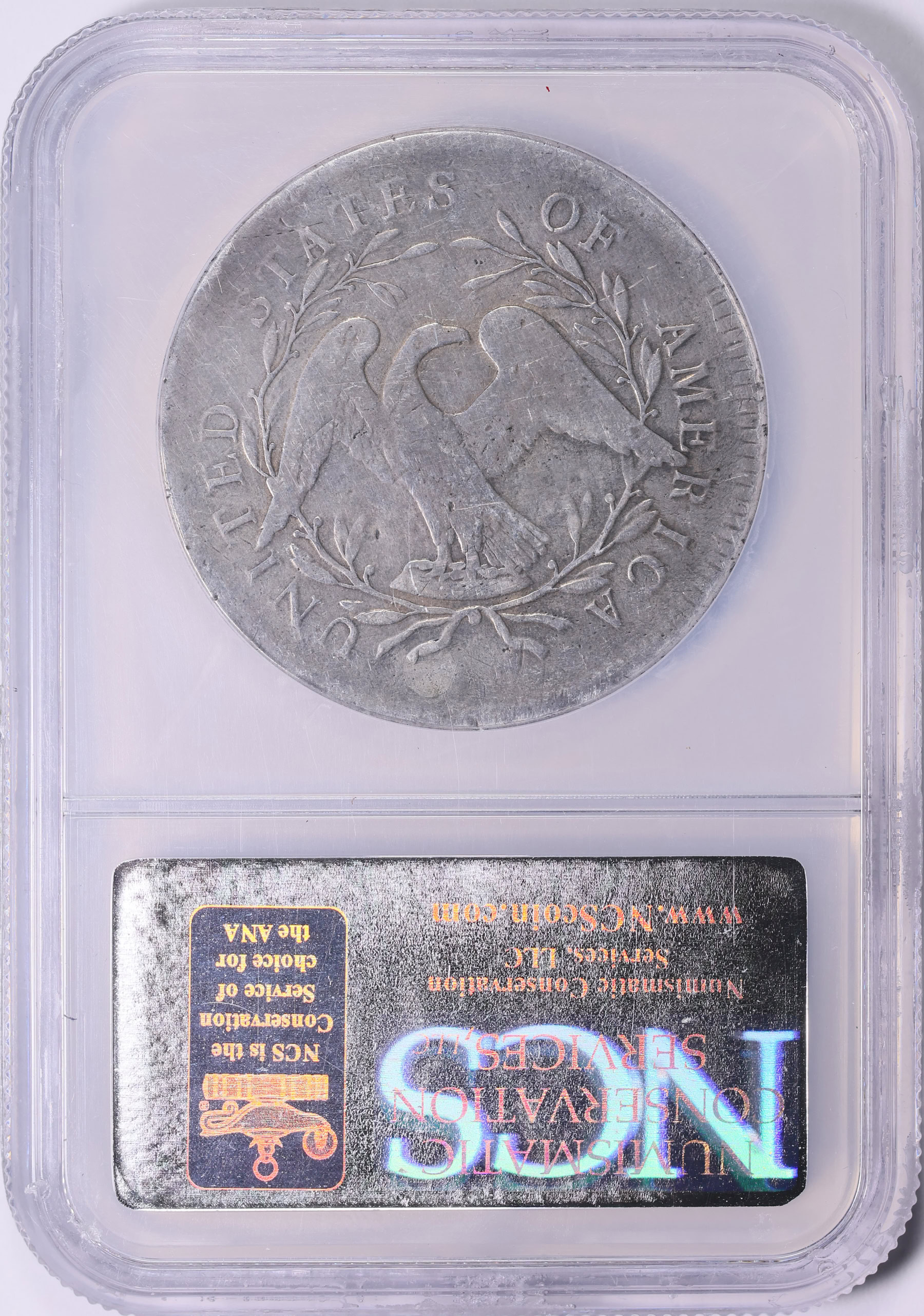 1795 Flowing Hair Silver Dollar 2 Leaves B-4 BB-14 Silver Plug NCS VF ...