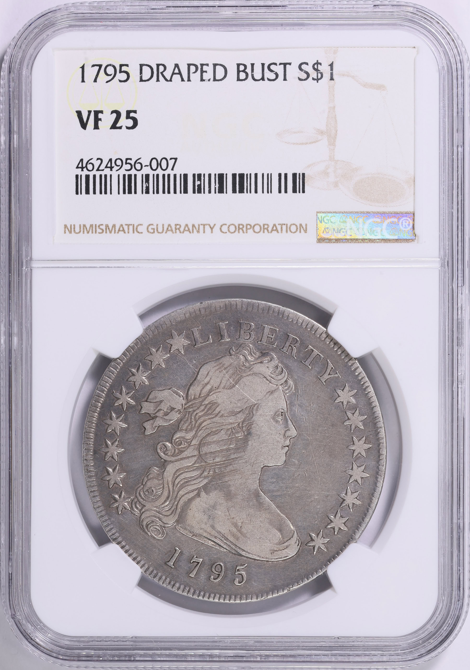 1795 Draped Bust Silver Dollar NGC VF-25 | NGC Cert #4624956-007 ...