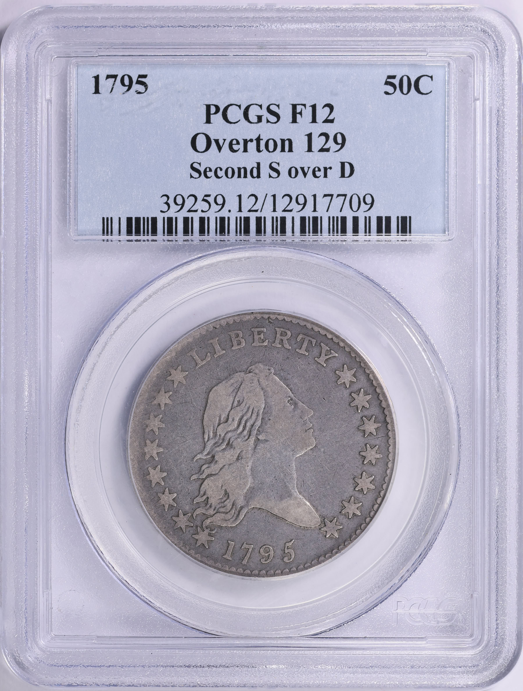 1795 Flowing Hair Half Dollar Second S over D Overton 129 PCGS F-12 (Item 1882842 ...