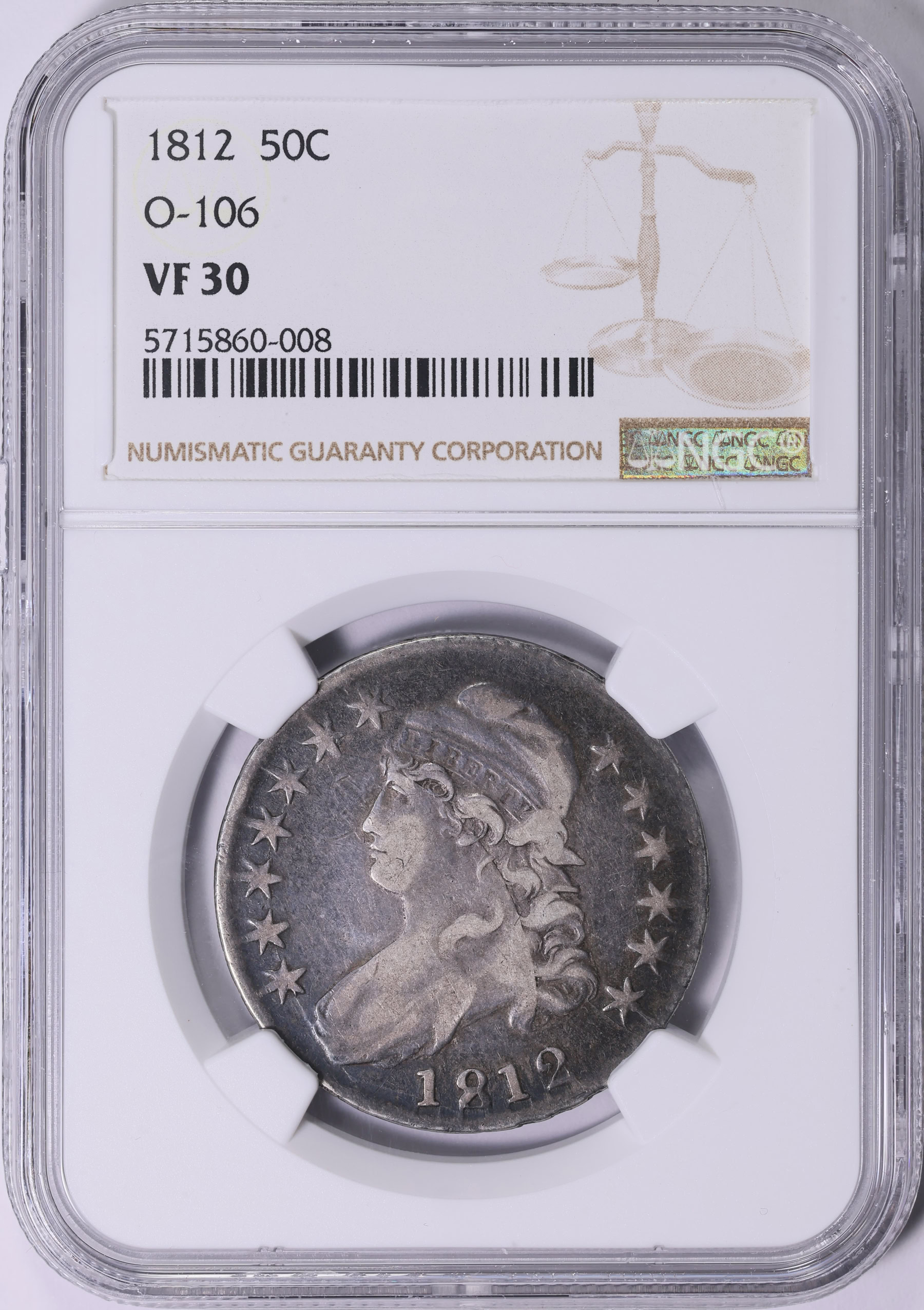 1812 Capped Bust Half Dollar Overton 106 NGC VF-30 (Item 1882852 ...