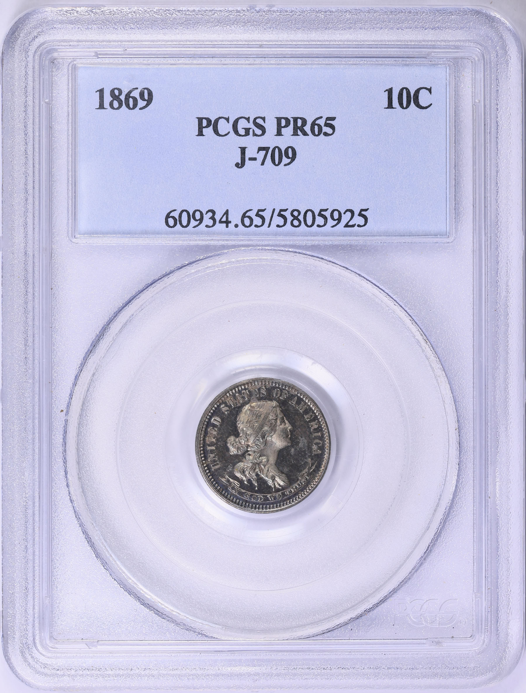 Pattern 1869 10c J-709 PCGS Proof-65 (Toned) (Item 1882893 ...