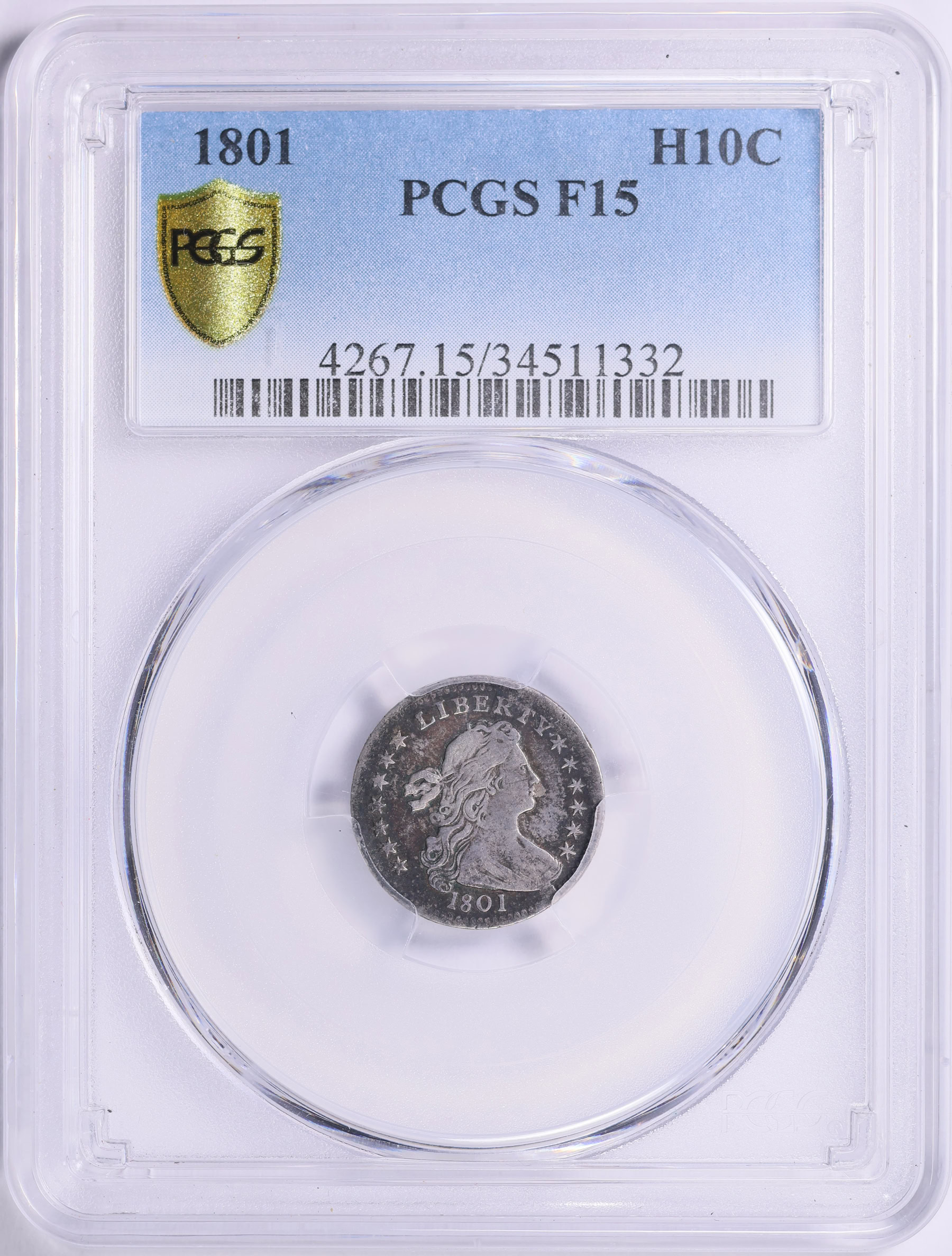 1801 Draped Bust Half Dime PCGS F-15 (Toned) (Item 1882901 ...