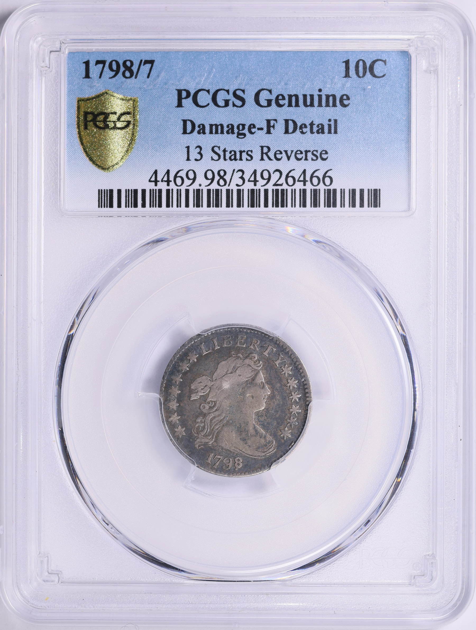 1798/97 Draped Bust Dime 13 Stars Reverse PCGS Genuine Fine Details ...
