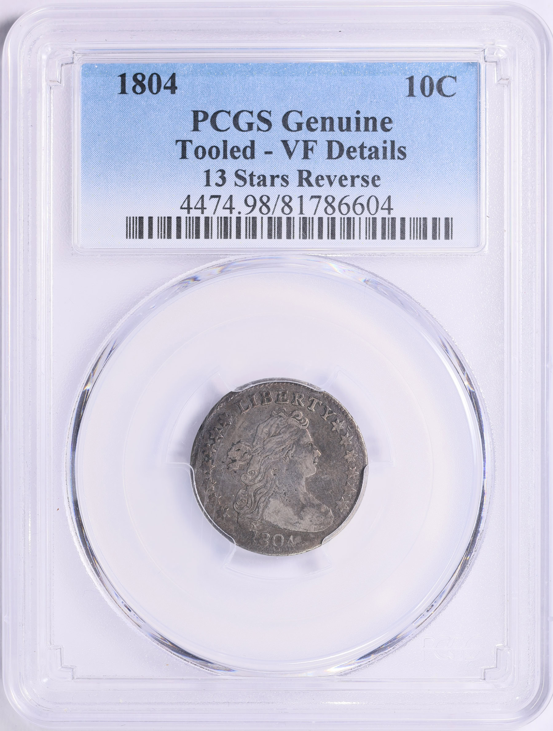 1804 Draped Bust Dime 13 Stars Reverse PCGS Genuine VF Details (Item ...
