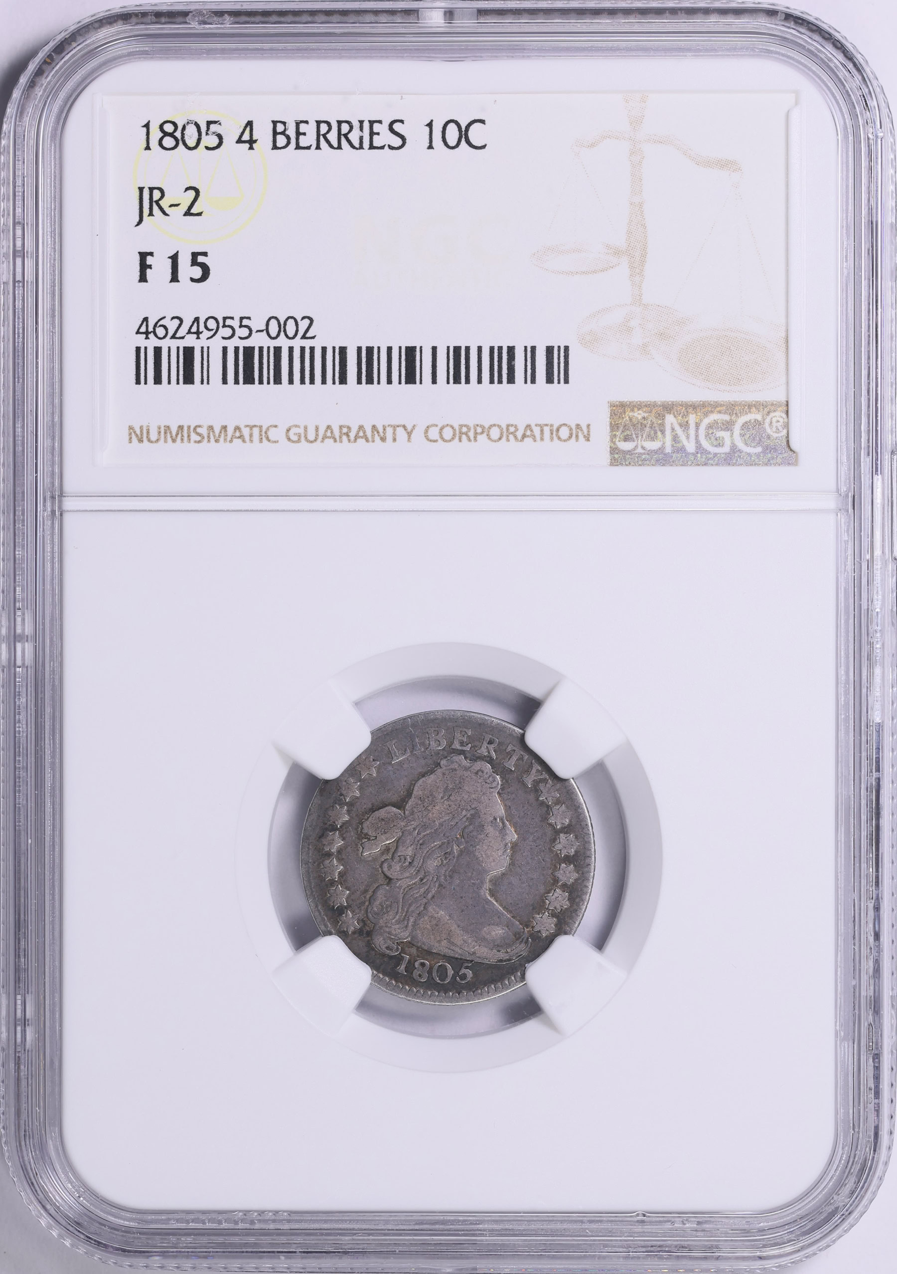 1805 Draped Bust Dime 4 Berries JR-2 NGC F-15 (Item 1882908 ...