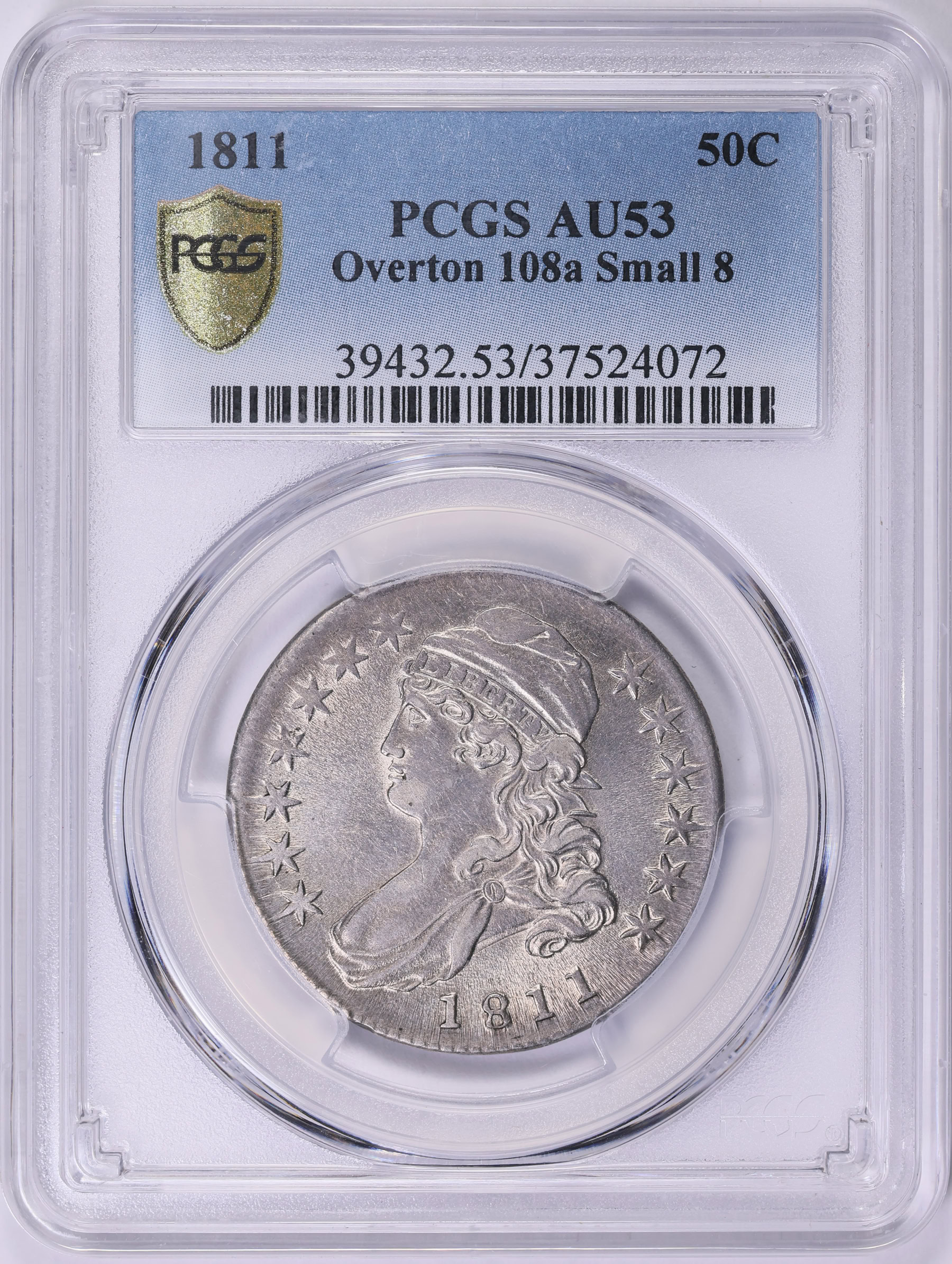 1811 Capped Bust Half Dollar Small 8 Overton 108a PCGS AU-53 (Item ...