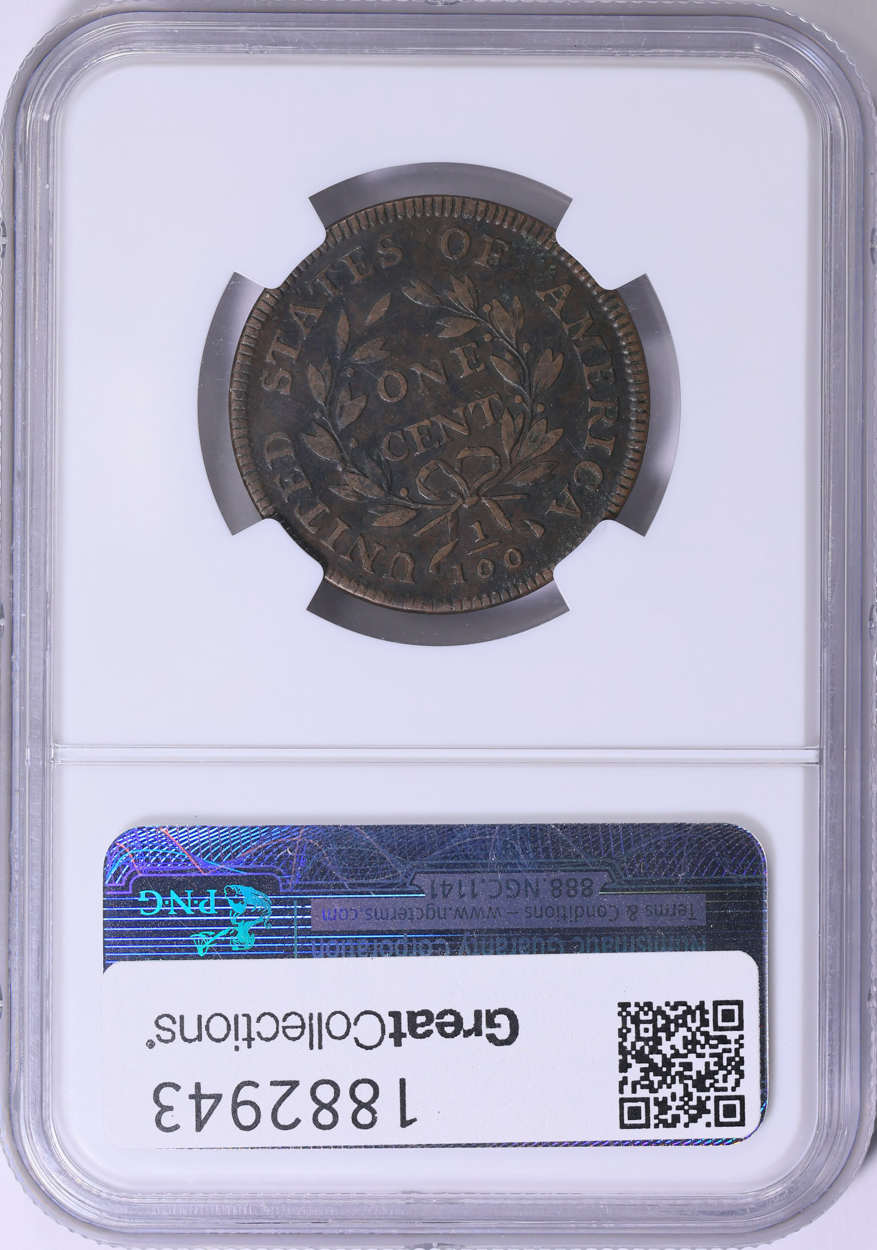 1797 Draped Bust Cent Reverse of '97, Stems Sheldon 126 NGC XF-40 BN ...