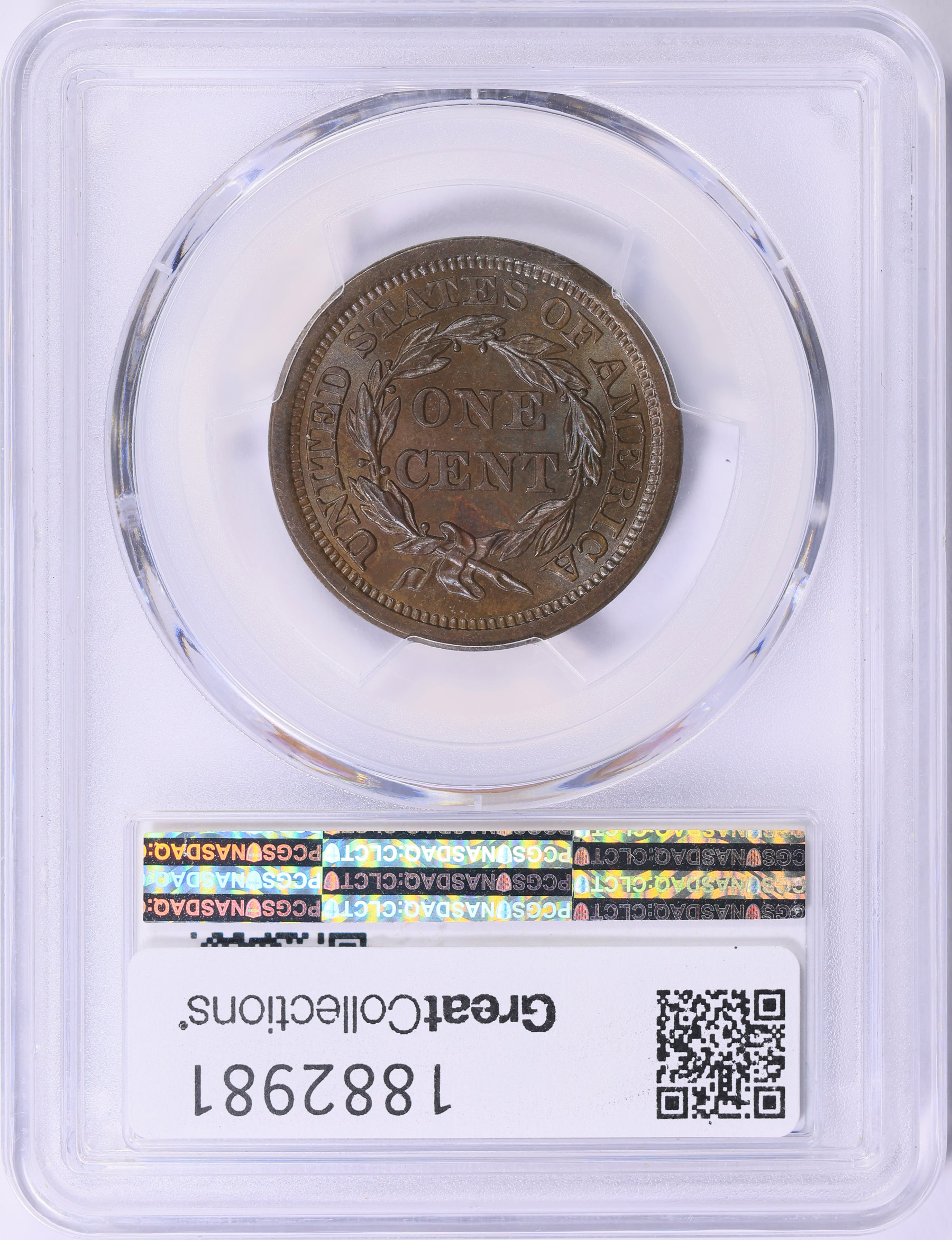 1855 Braided Hair Cent Slanted 55 PCGS MS-64 BN (Item 1882981 ...