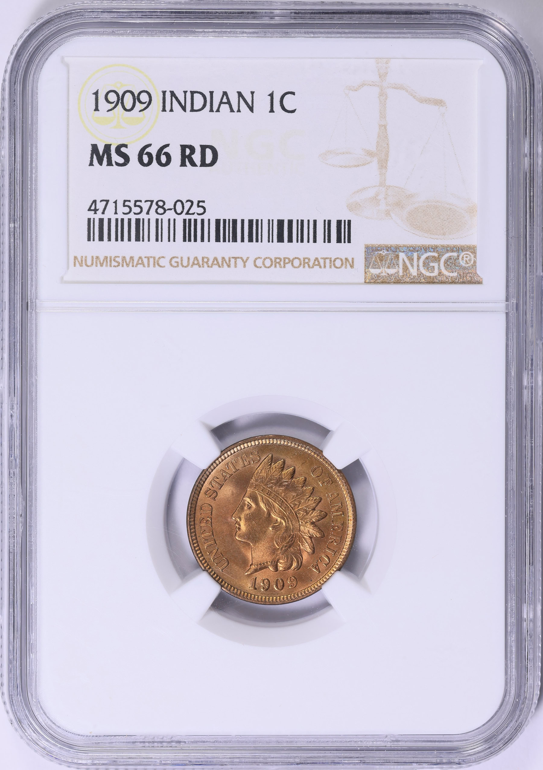 1909 Indian Cent NGC MS-66 RD (Item 1882999) | GreatCollections Coin Auctions