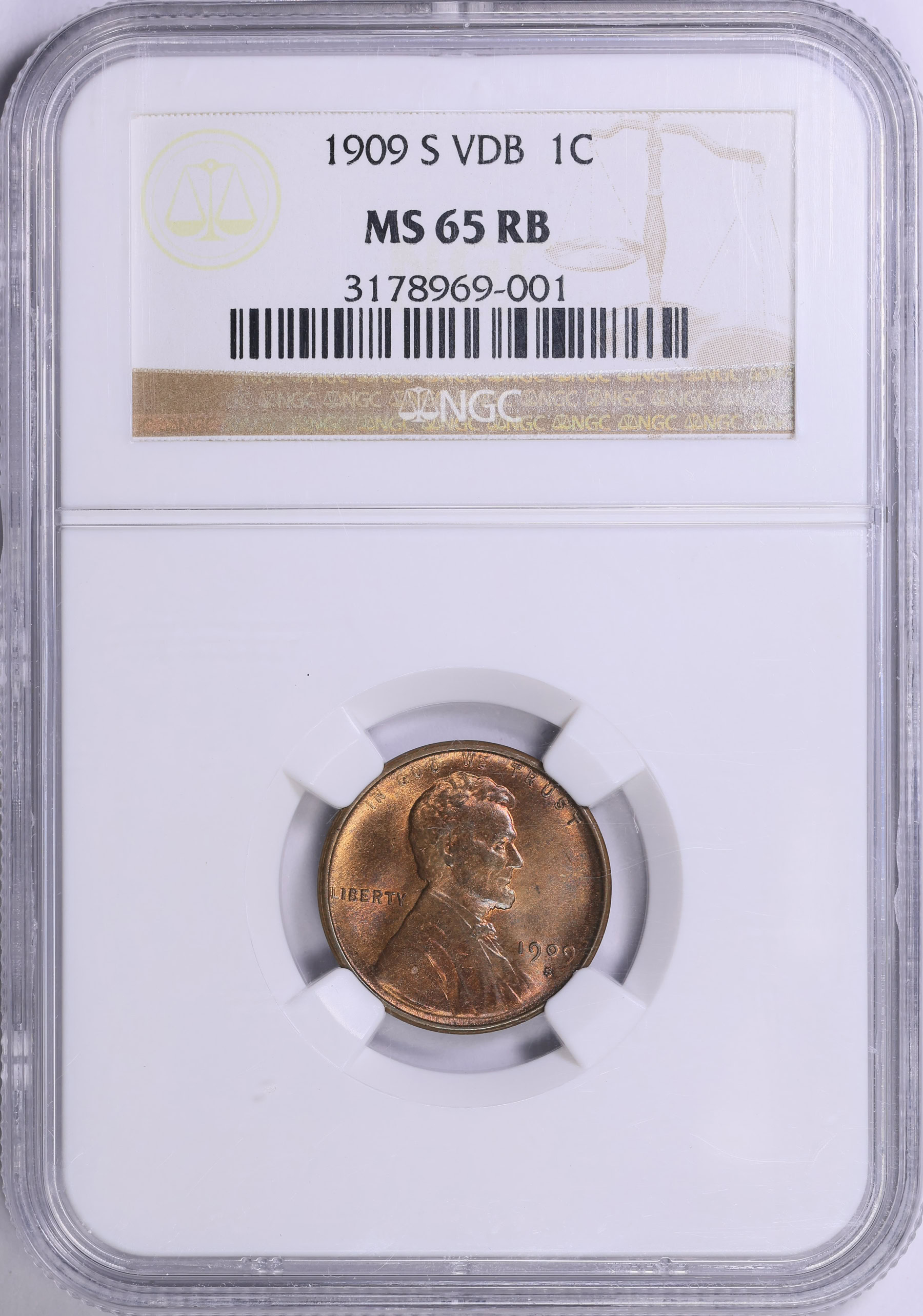 1909-S Lincoln Cent V.D.B. NGC MS-65 RB (Item 1883000) | GreatCollections Coin Auctions