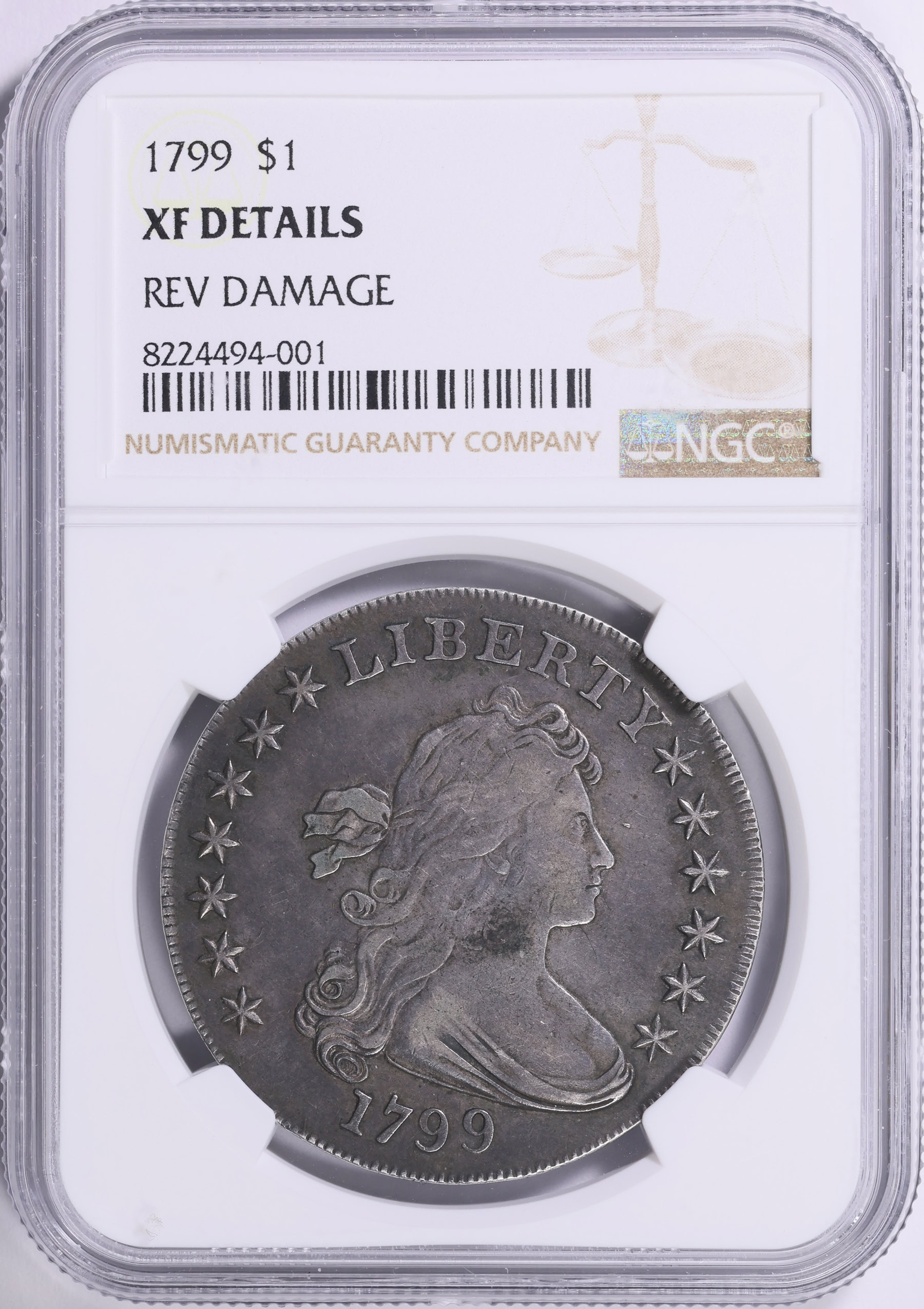 1799 Draped Bust Silver Dollar NGC XF Details (Item 1883054) | GreatCollections Coin Auctions
