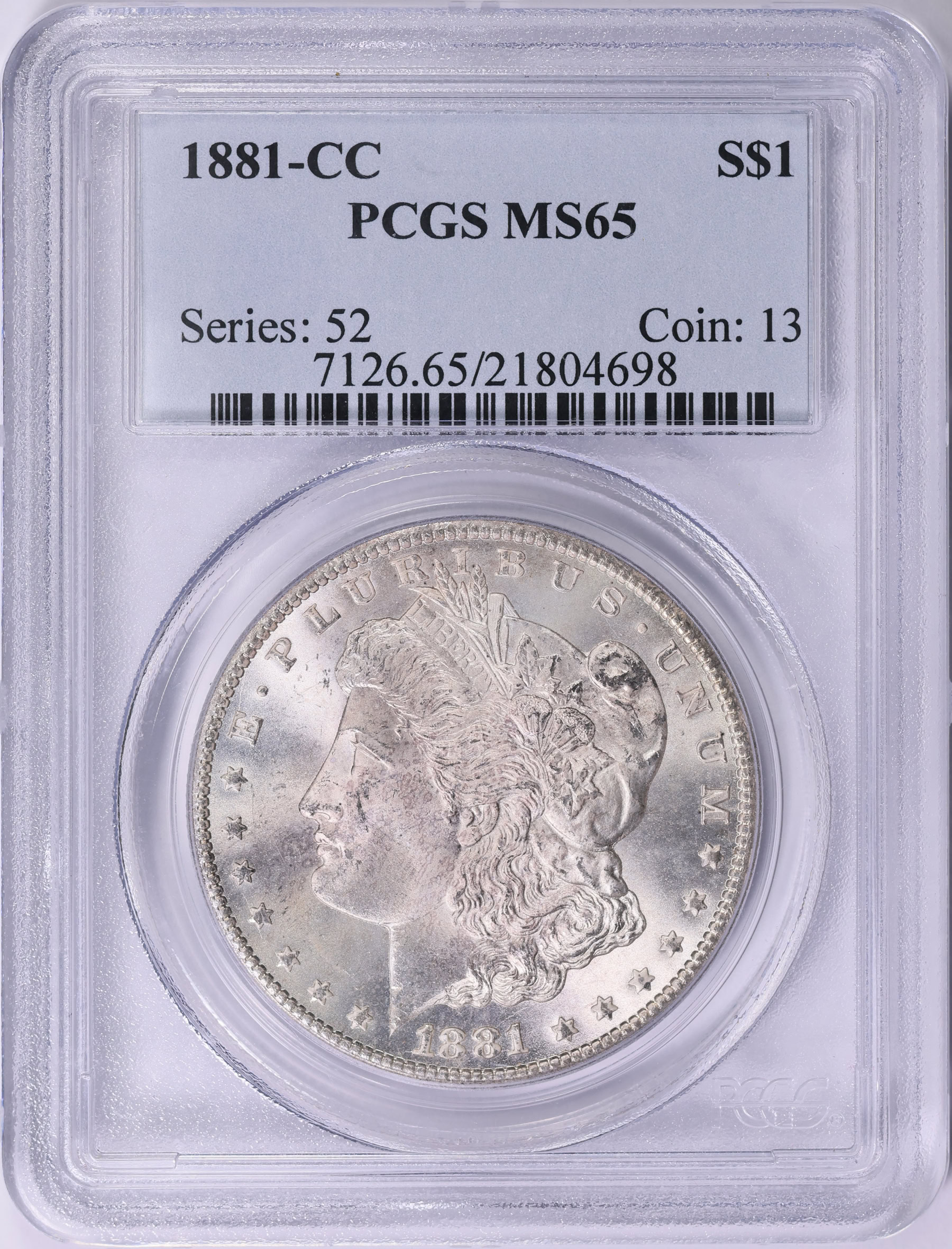 1881-CC Morgan Silver Dollar PCGS MS-65 (Item 1883076) | GreatCollections Coin Auctions