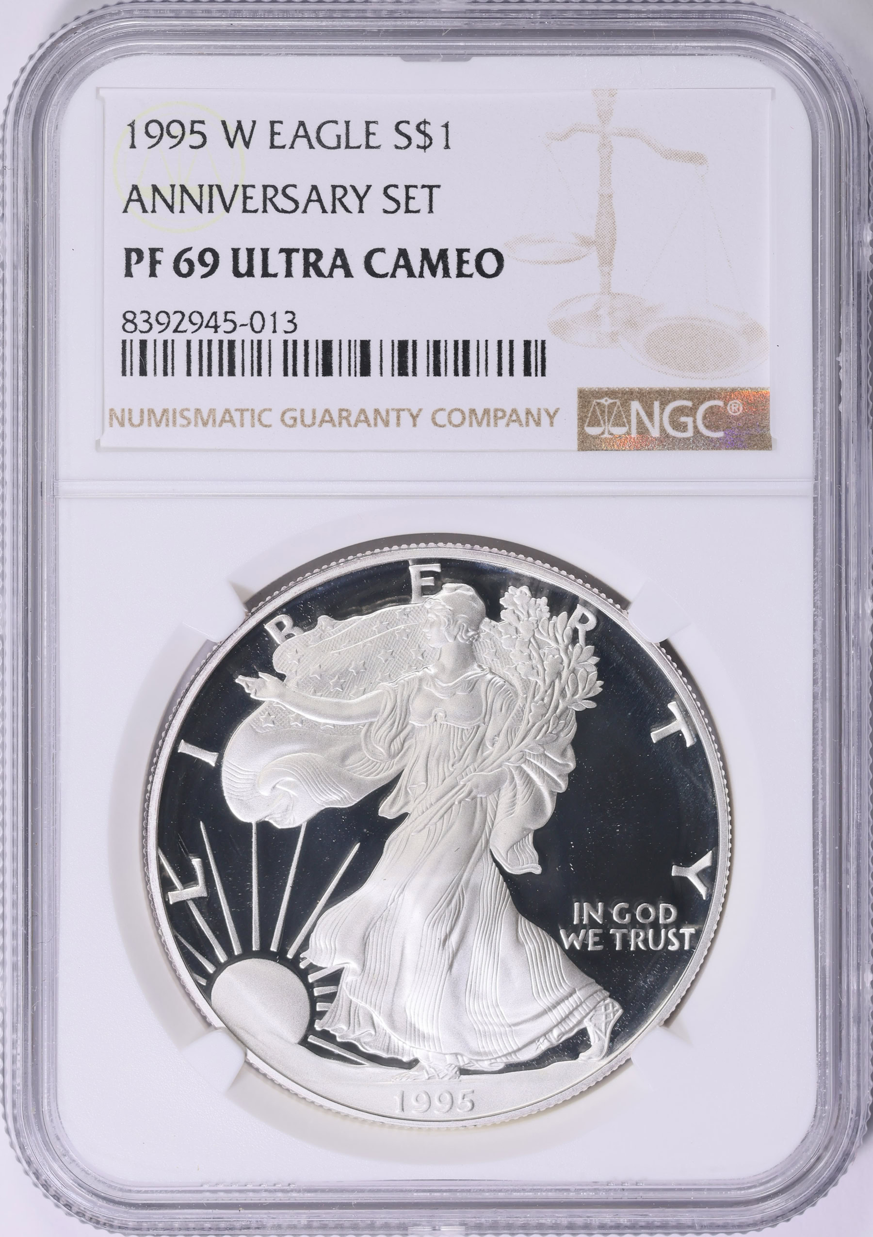 1995-W $1 Silver Eagle (From the 10th Anniversary Set) NGC Proof-69 UC ...