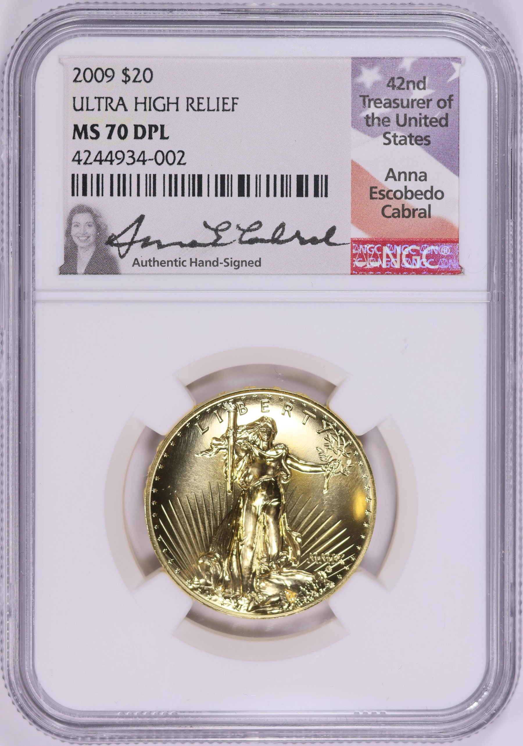 2009 MMIX Ultra High Relief $20 Gold NGC MS-70 DMPL (Anna Escobedo ...
