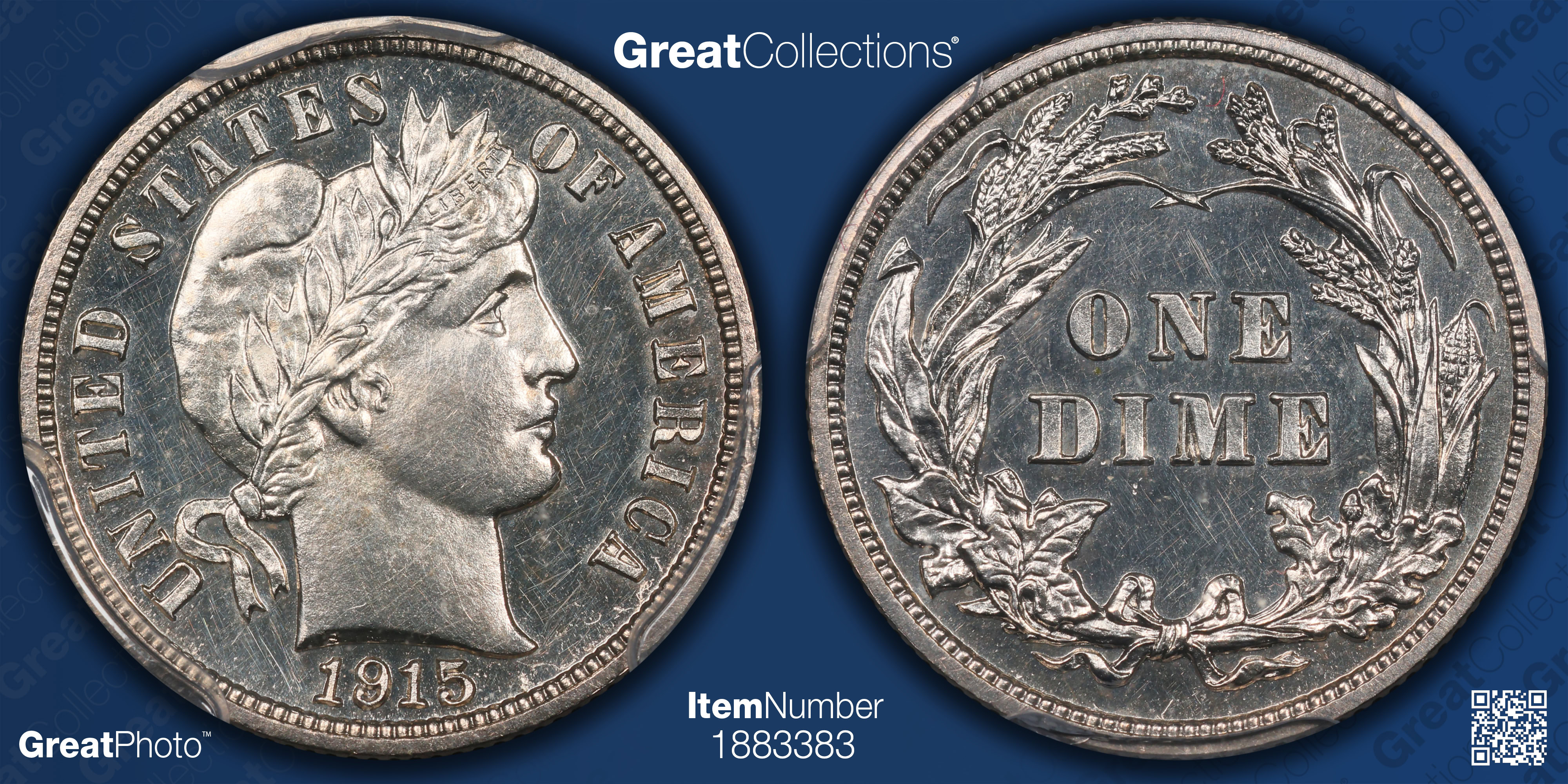1915 Barber Dime PCGS Proof-62 (Item 1883383) | GreatCollections Coin ...