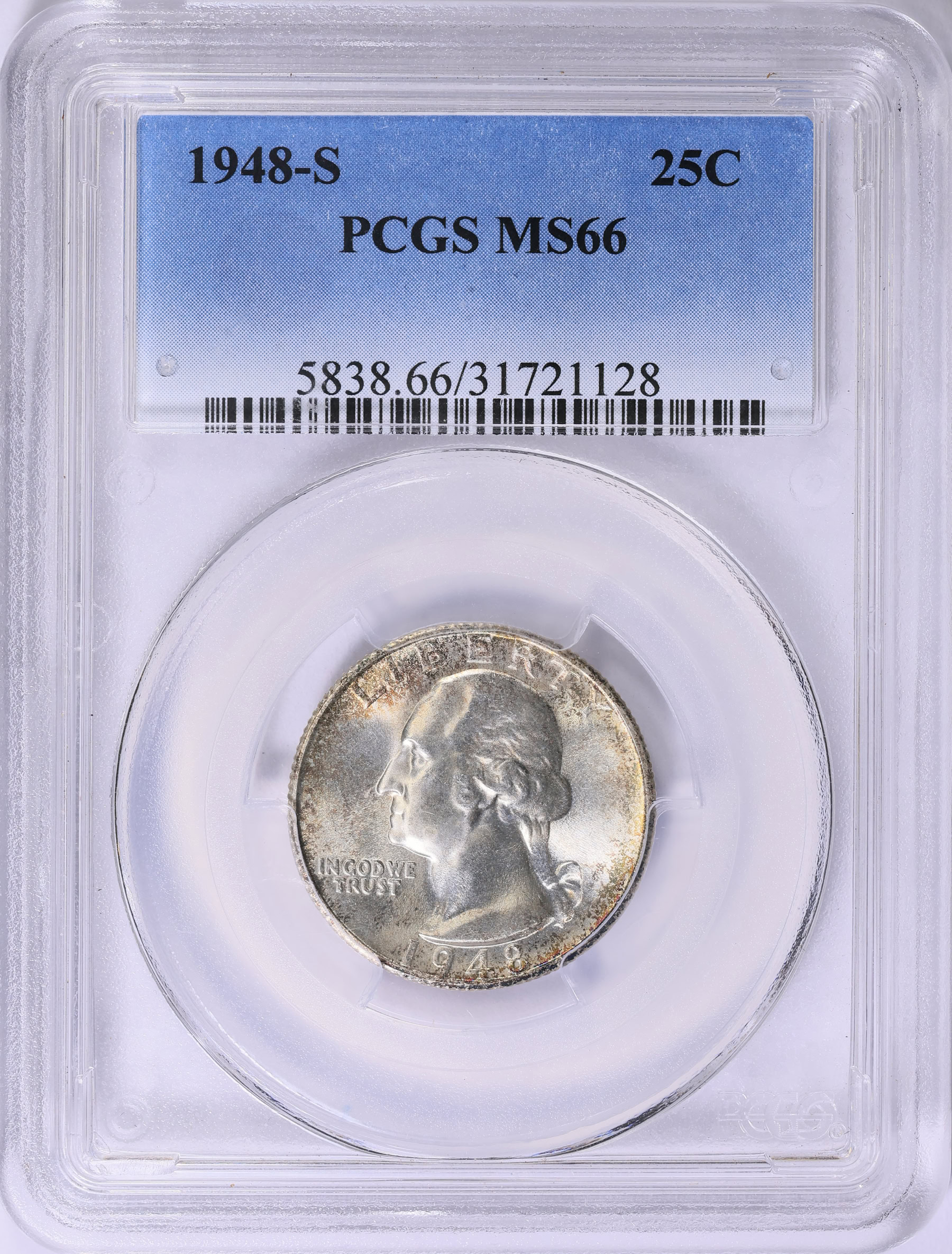 1948-S Washington Quarter PCGS MS-66 (Toned) (Item 1883425) | GreatCollections Coin Auctions